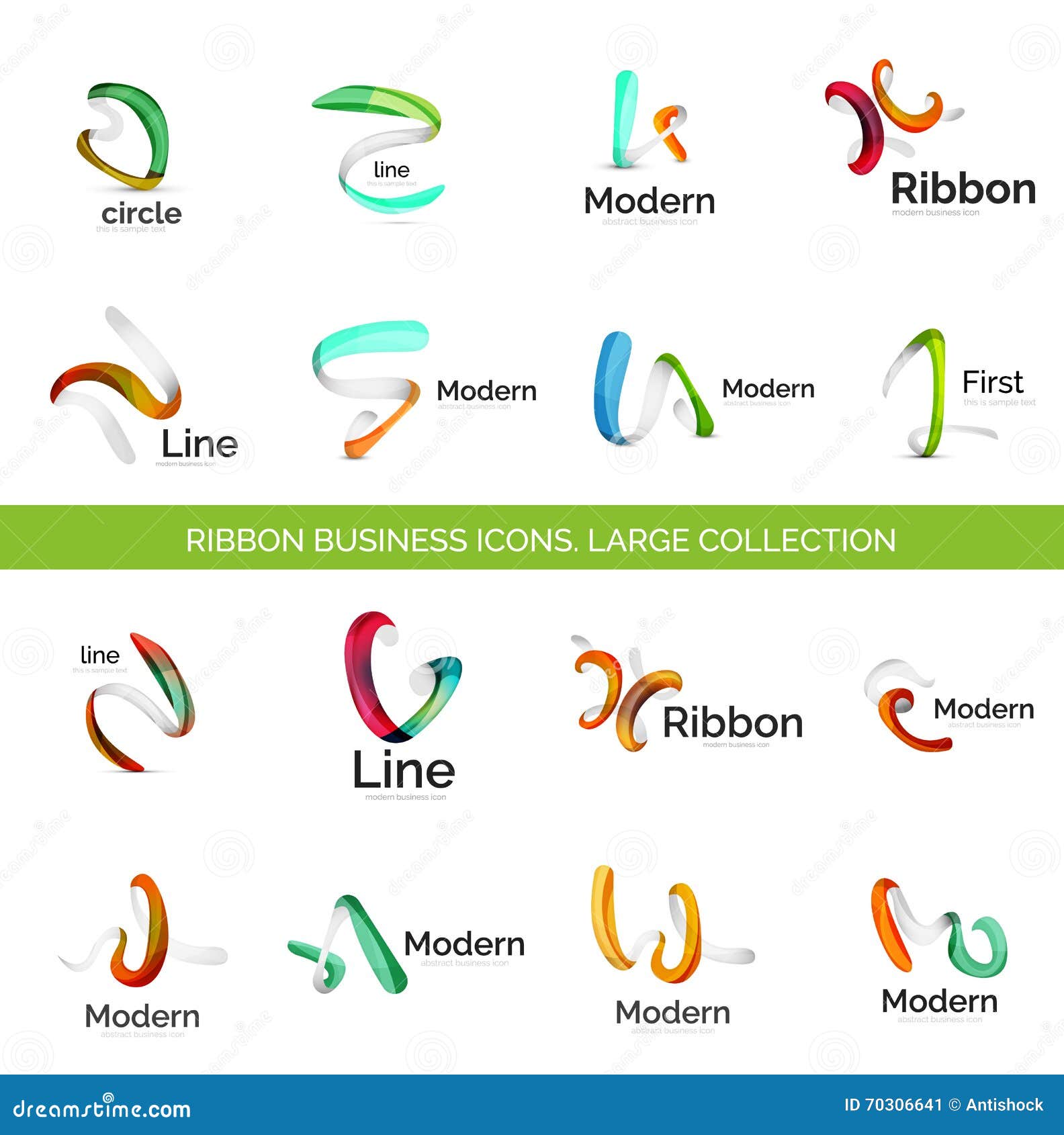 Vector Line Ribbon Logo Set Stock Illustration - Illustration of ...