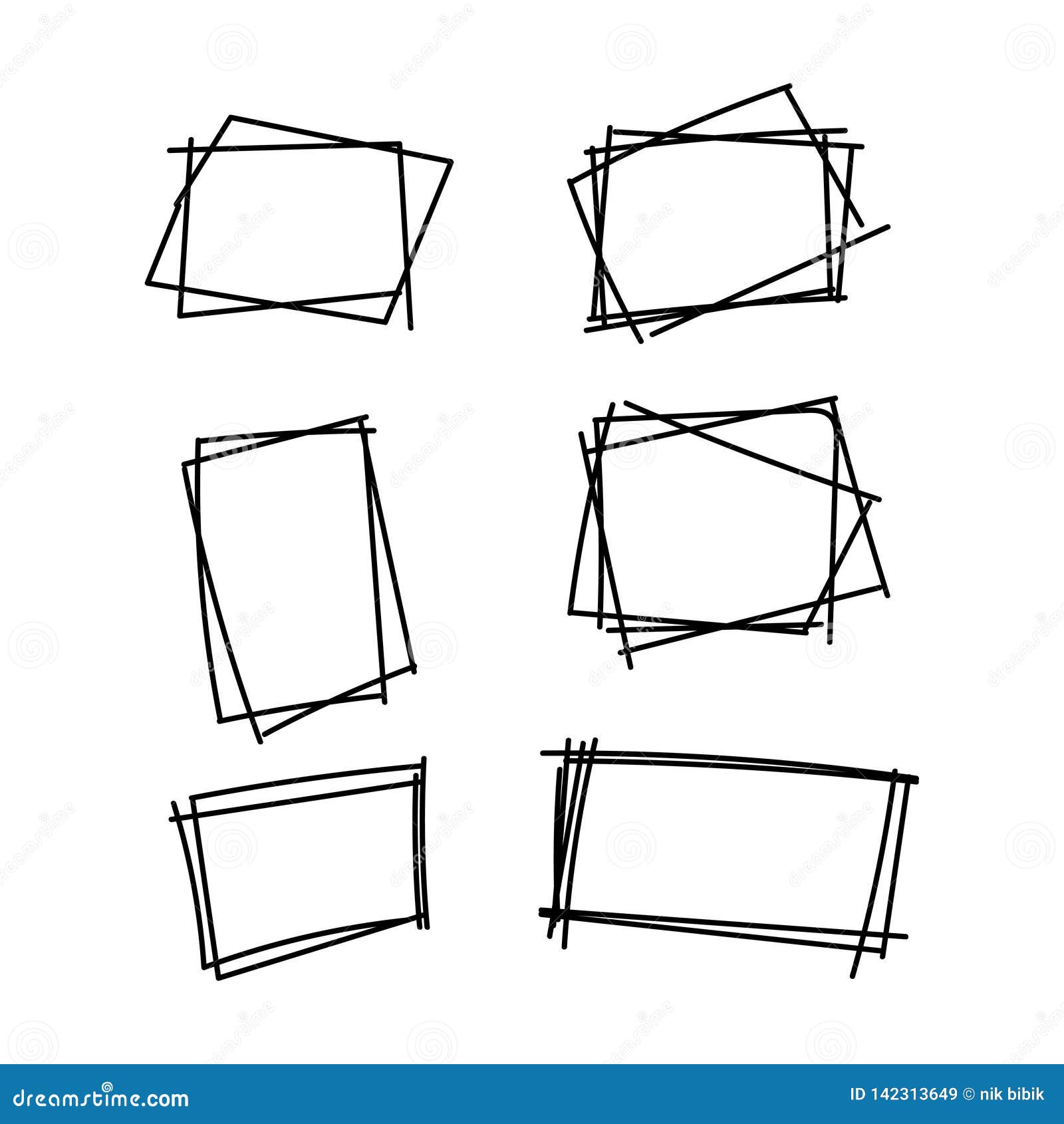 Vector Line Set of Frame Drawn Hand Sketch. Stock Vector - Illustration ...