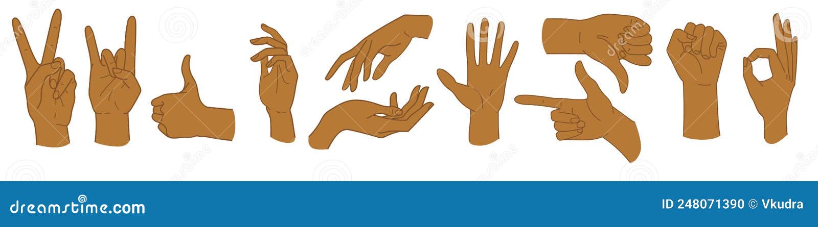 Vector Line Set of Human Arms Gestures Stock Illustration ...