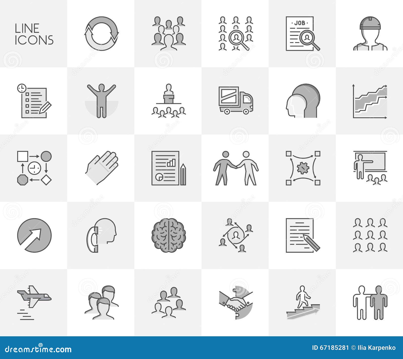 Vector Line Set of Icons for Career and Training. Stock Illustration ...