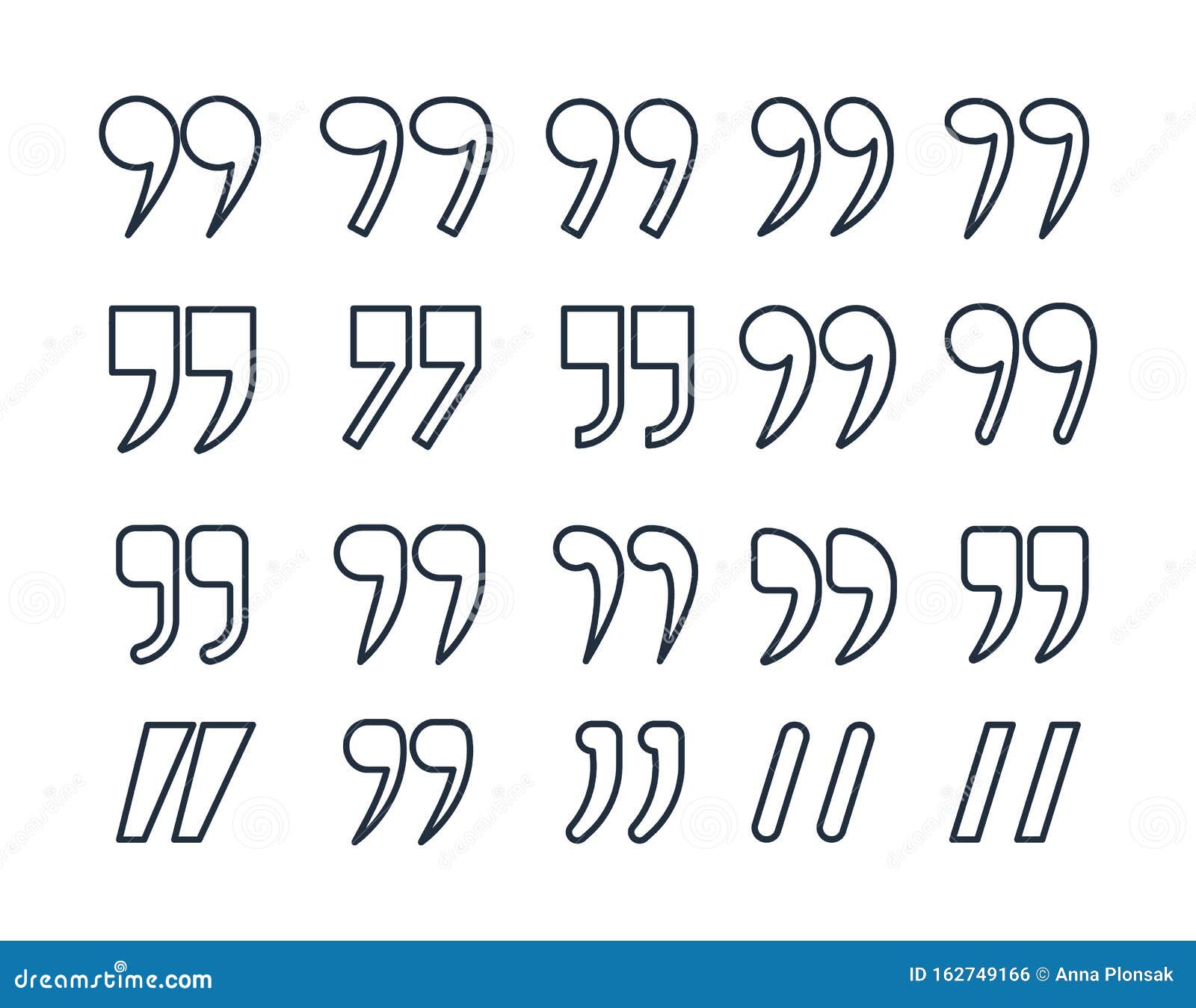 Vector Line Set of Quotation Marks. Marks for Quotes. Stock ...