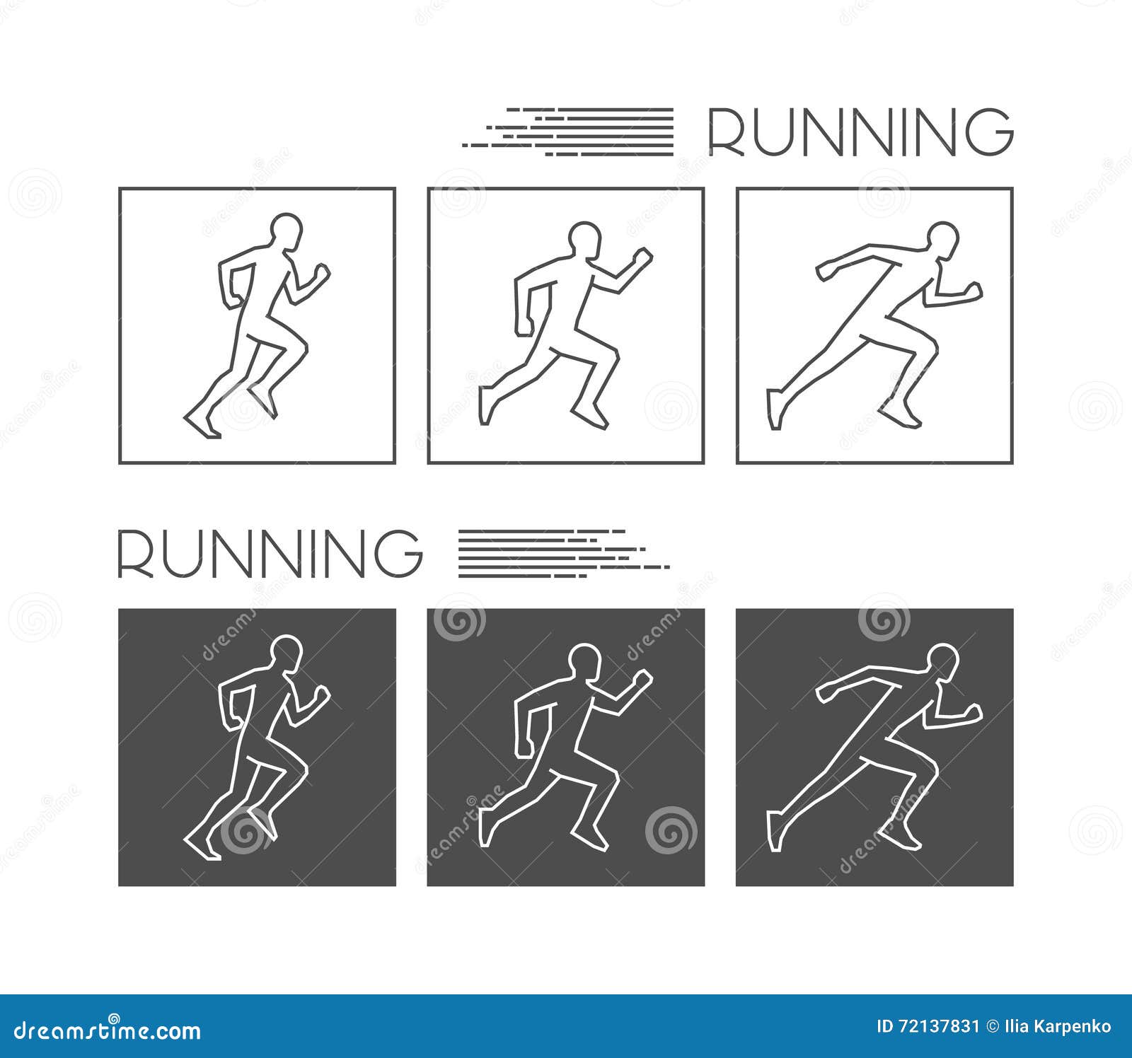 Vector Line Silhouettes of Runners Stock Illustration - Illustration of ...