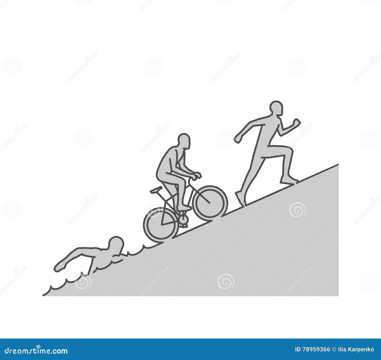 Vector Line Silhouettes of Triathletes. Stock Illustration ...