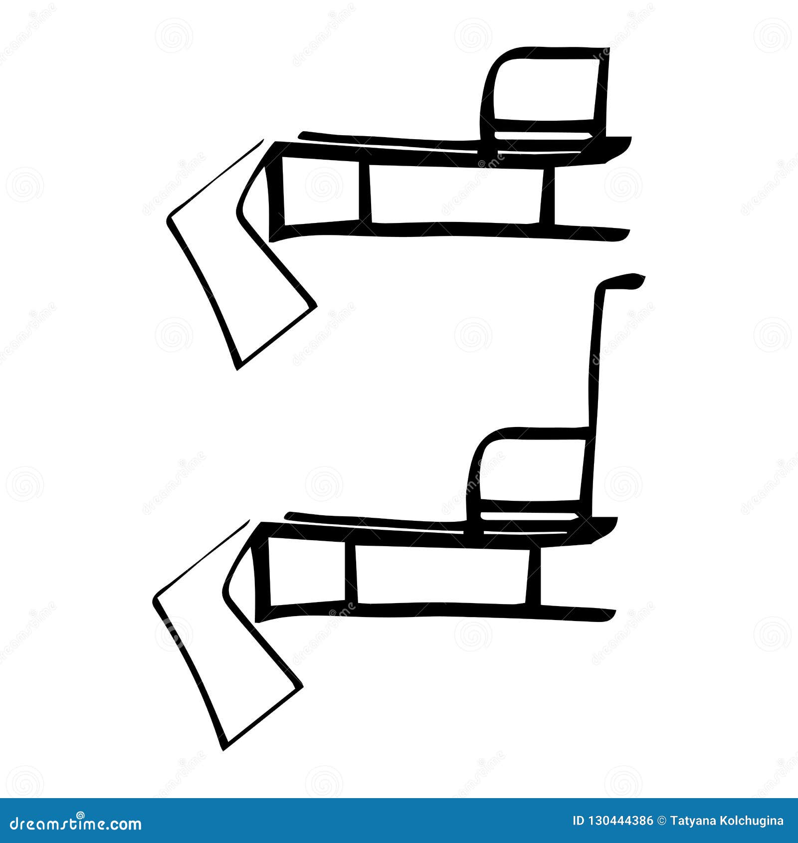 Vector Line Sketch of Sledge. Black on White Stock Illustration ...