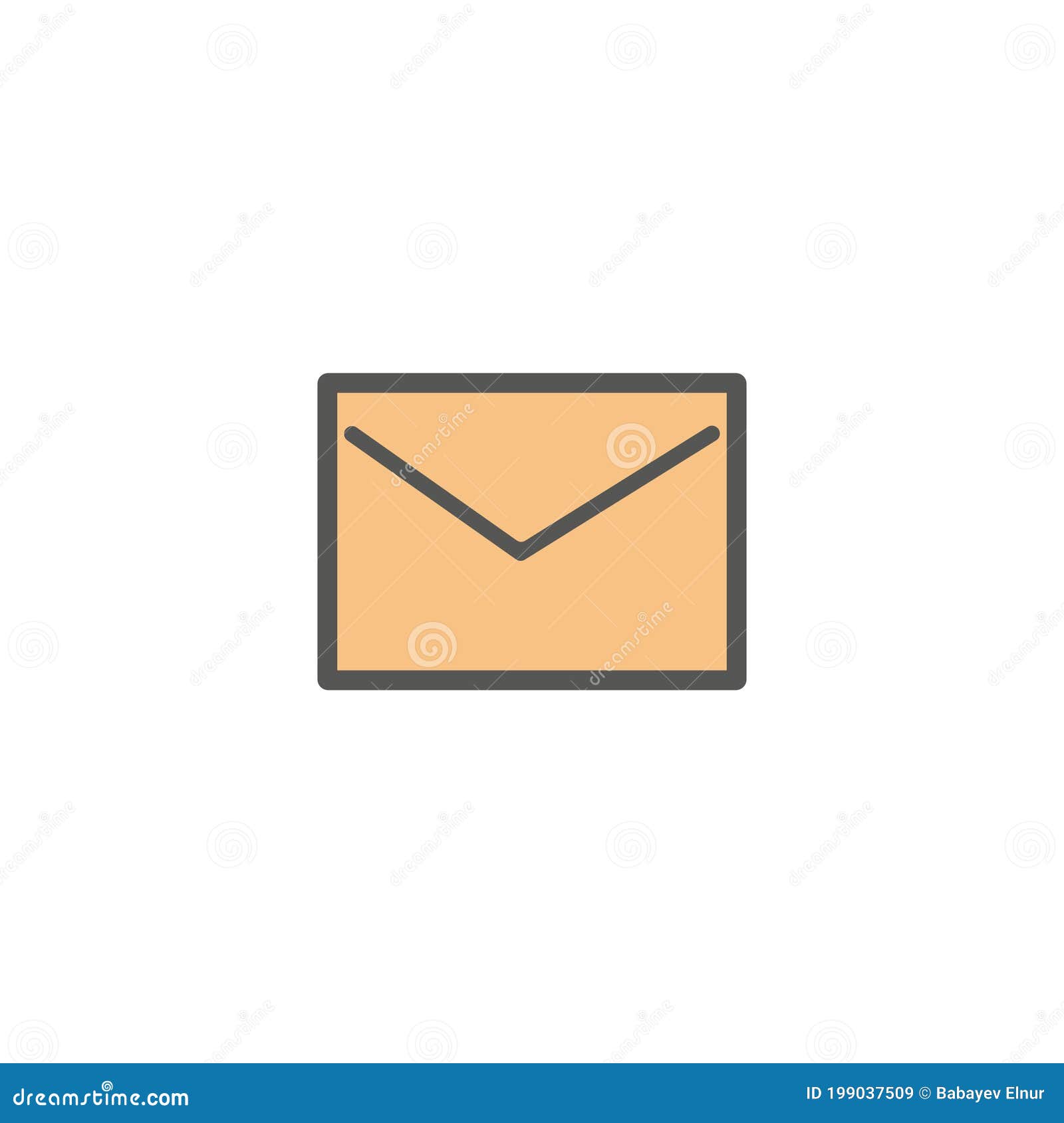 Vector Line Style Illustration of Classic Shape Envelope Isolated on ...