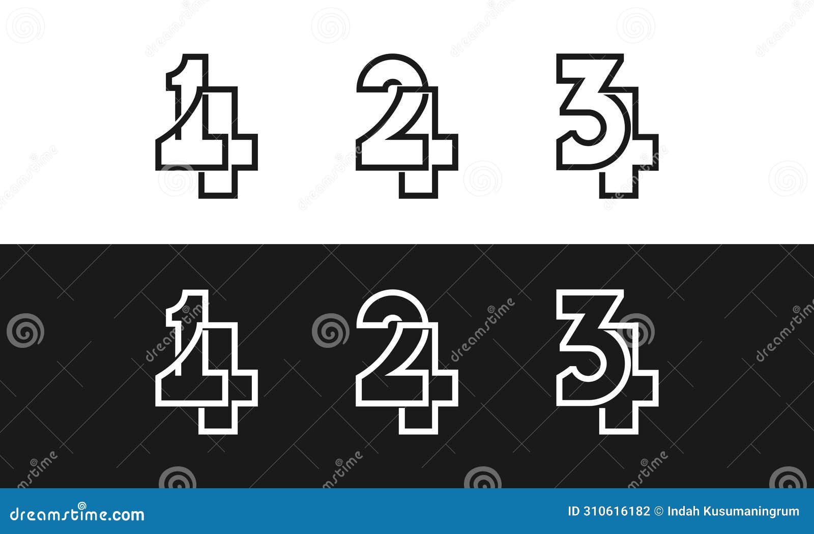 Vector Line Style Numbers 14 24 and 34 Stock Vector - Illustration of ...
