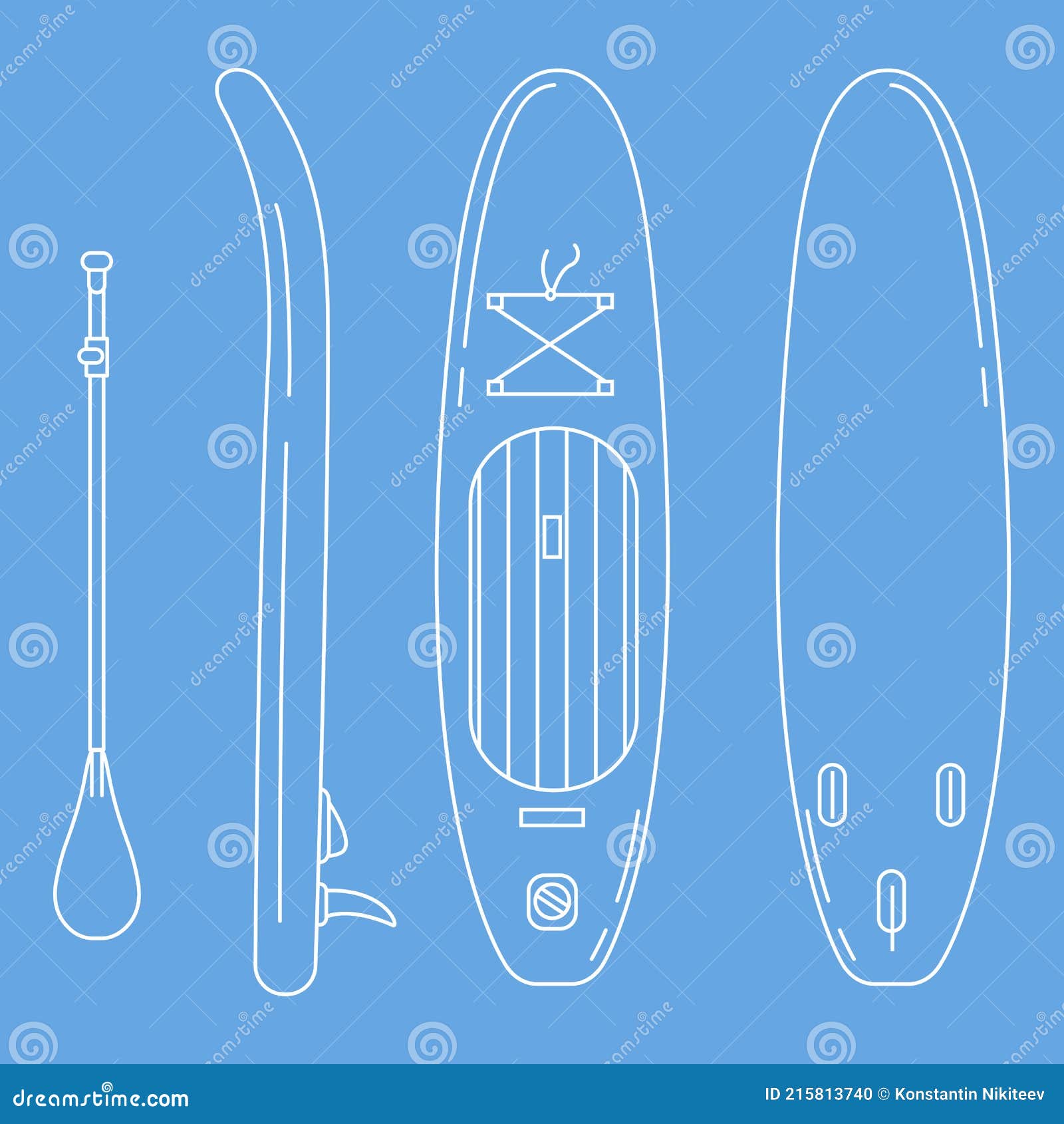 Vector Line SUP Board Illustrations Set Stock Vector - Illustration of ...