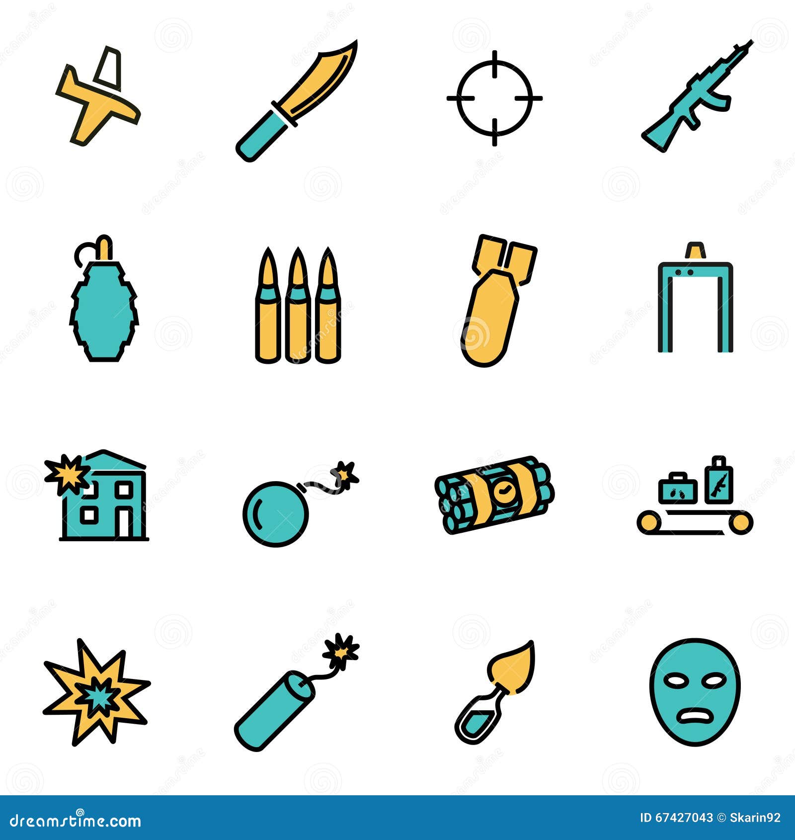 Vector line terrorism set stock illustration. Illustration of black ...