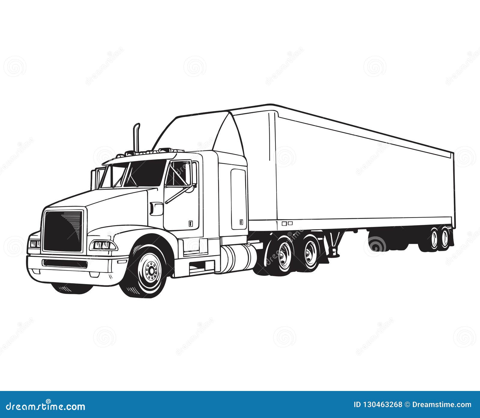 Vector line Trailor truck stock vector. Illustration of trailer - 130463268