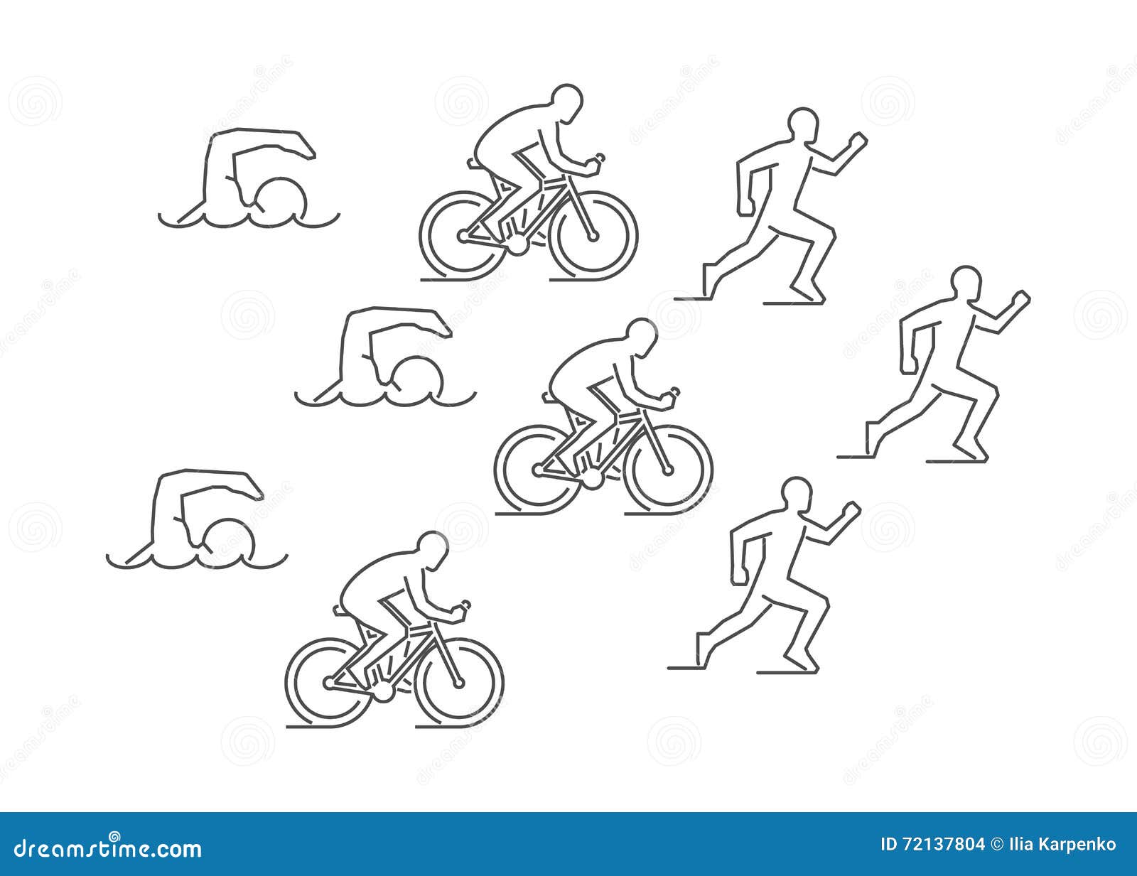 Vector Line Triathlon Symbol Stock Illustration - Illustration of ...