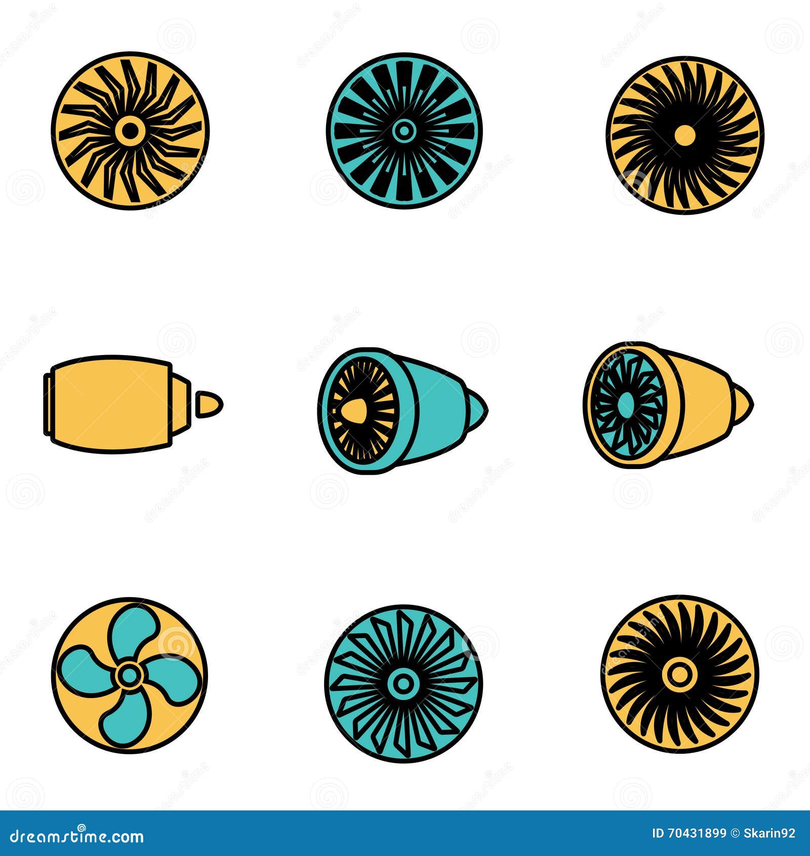 Vector Line Turbines Icon Set Stock Illustration - Illustration of icon ...