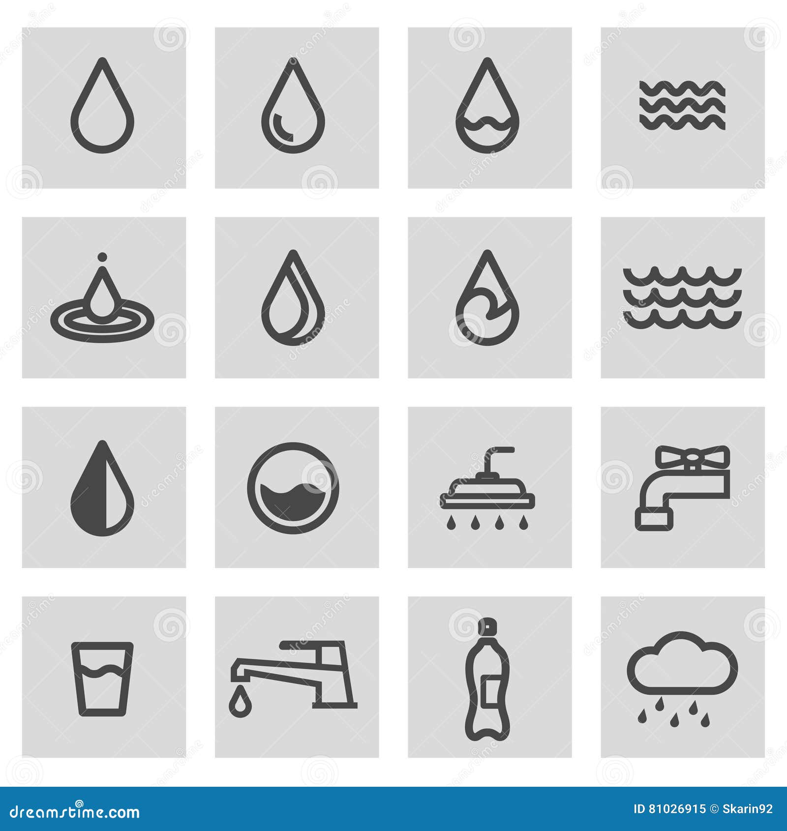 Vector Line Water Icons Set Stock Illustration - Illustration of water ...
