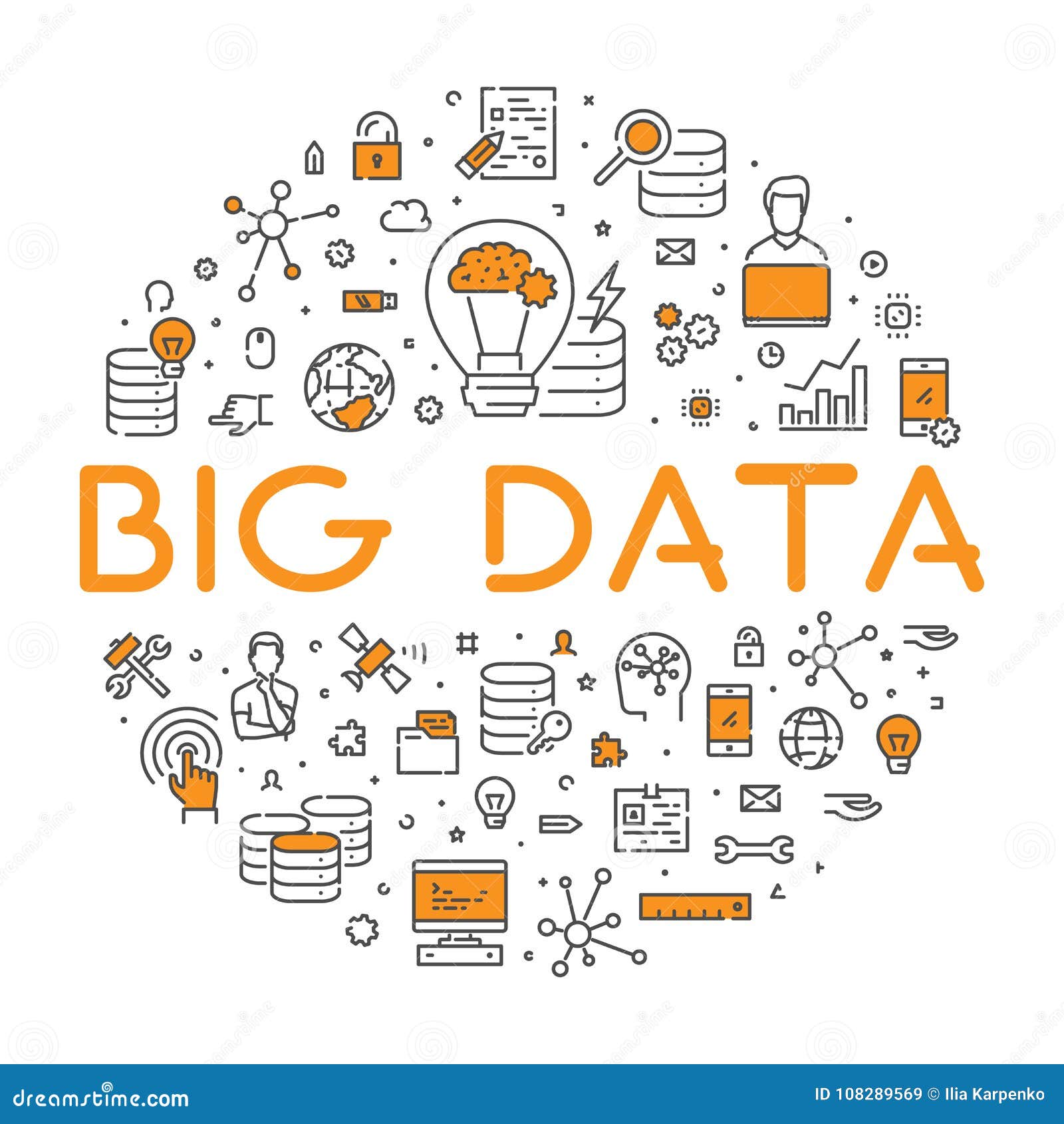 Vector Line Web Banner for Big Data Stock Illustration - Illustration ...