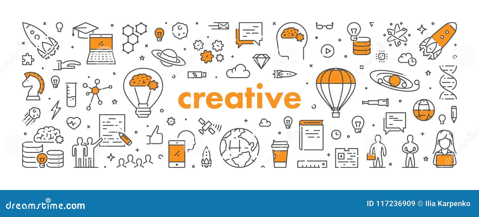 Vector Line Web Banner for Creative Stock Illustration - Illustration ...