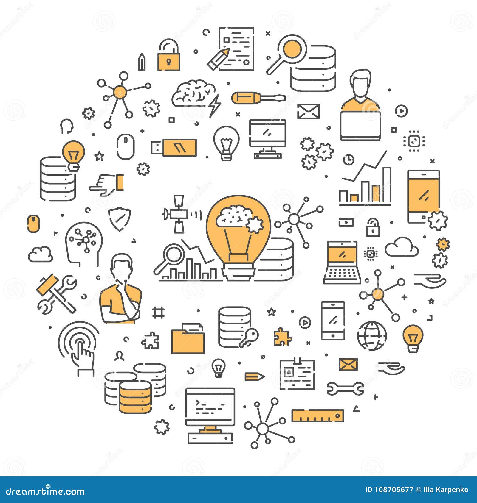 Vector Line Web Banner for Data Science Stock Illustration ...