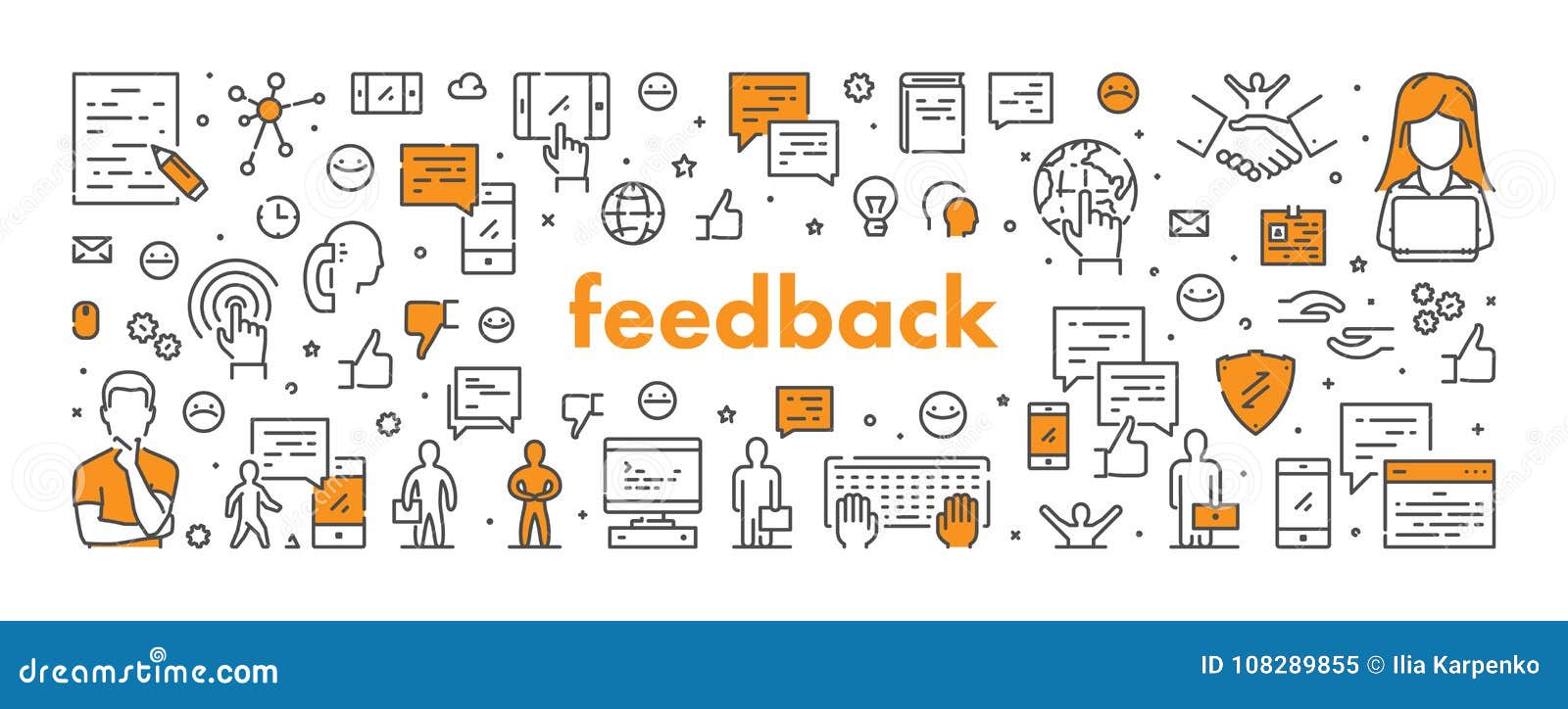 Vector Line Web Banner for Feedback Stock Illustration - Illustration ...