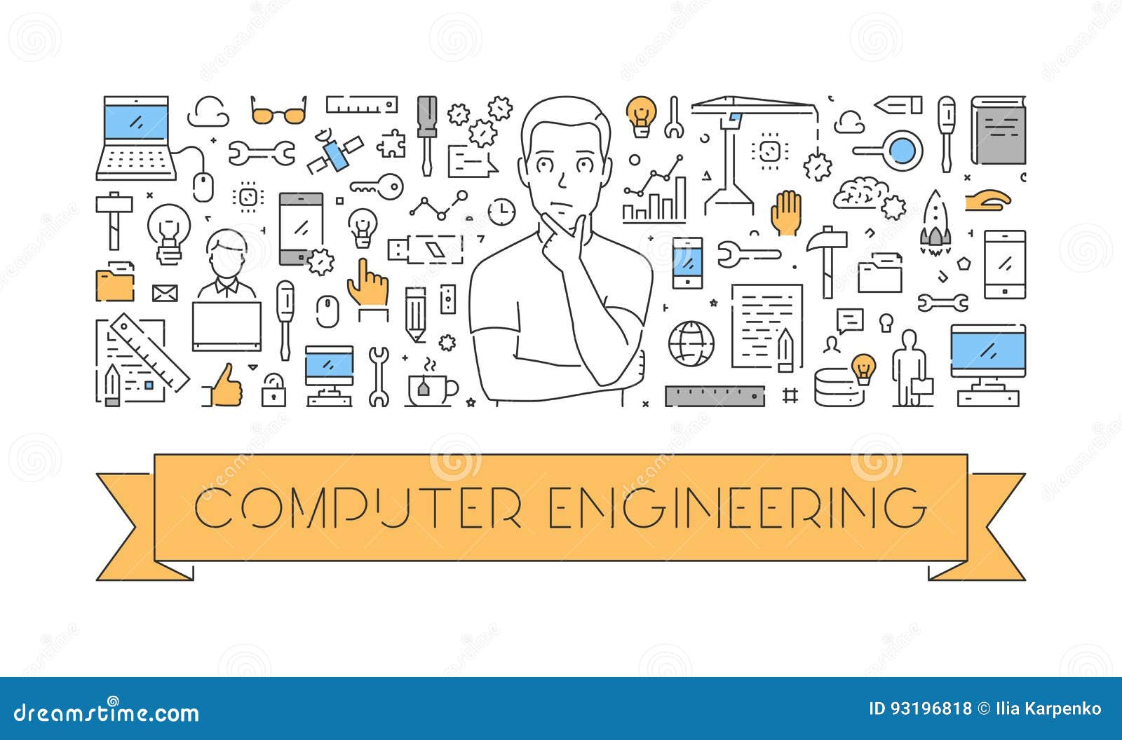 Vector Line Web Concept for Computer Engineering Stock Illustration ... Vector Line Web Concept for Computer Engineering Stock Illustration ...