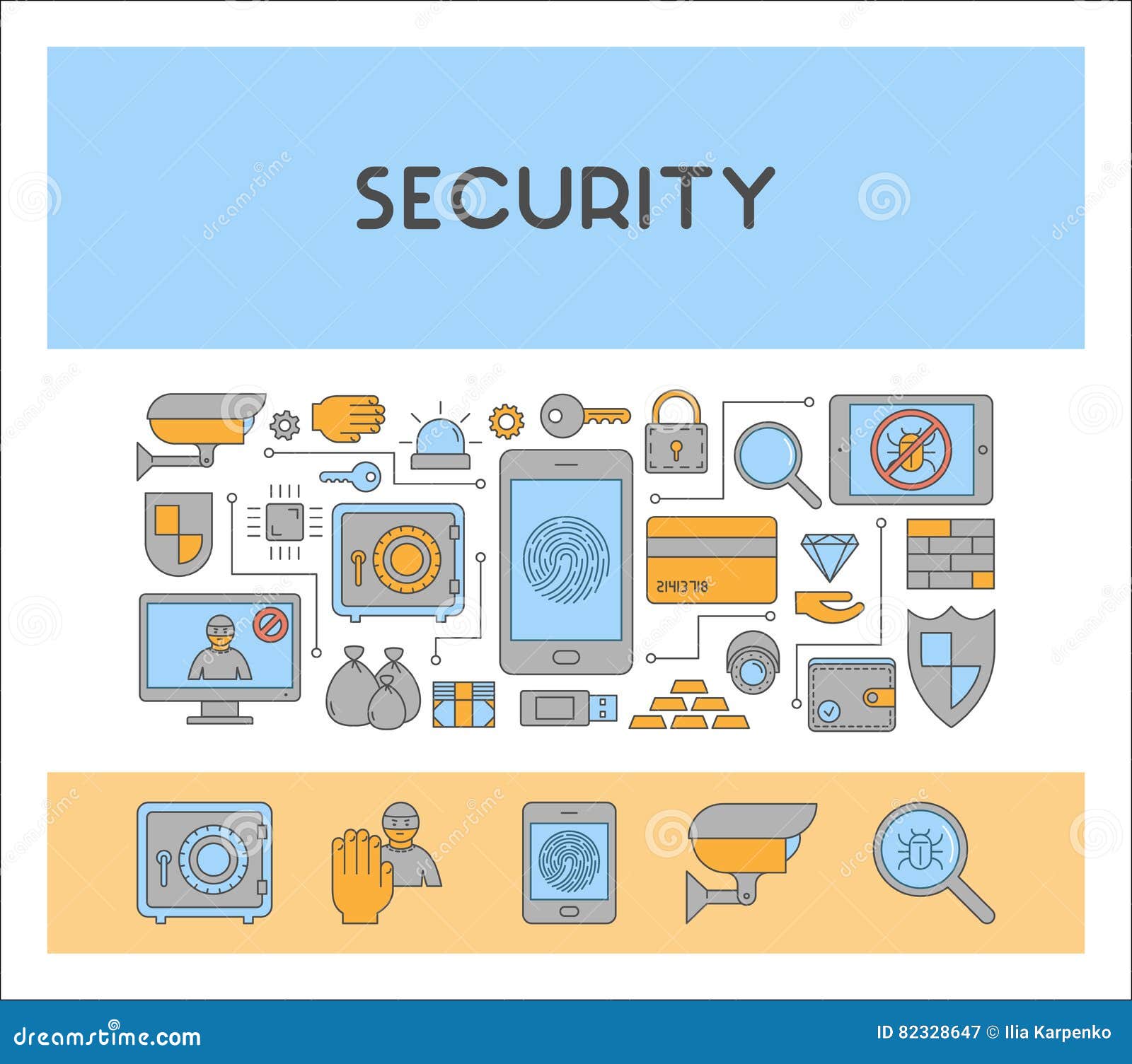 Horizontal Cyber Security Technology Futuristic Template Background ...