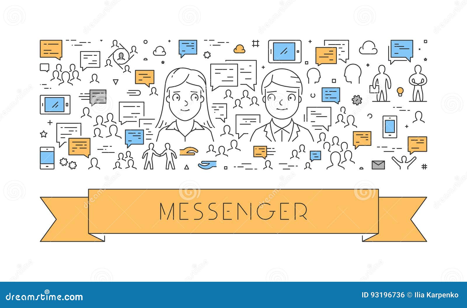 Vector Line Web Concept for Messenger Stock Illustration - Illustration ... Vector Line Web Concept for Messenger Stock Illustration - Illustration ...
