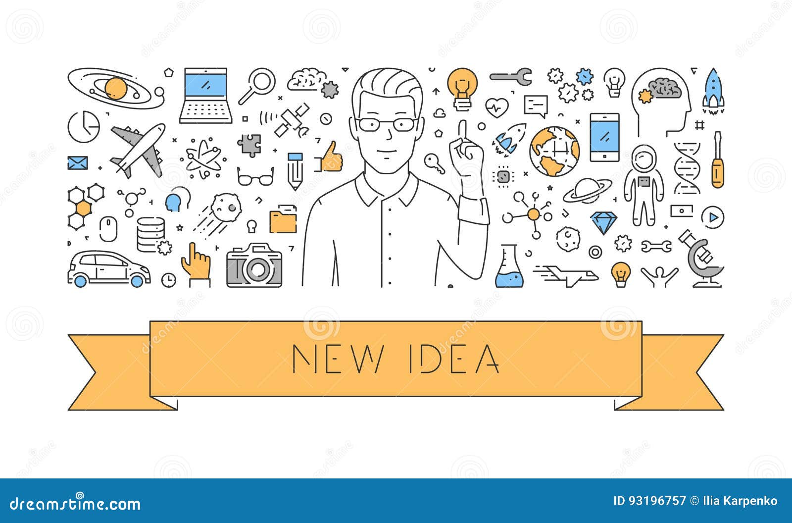 Vector Line Web Concept of New Idea Stock Illustration - Illustration ...