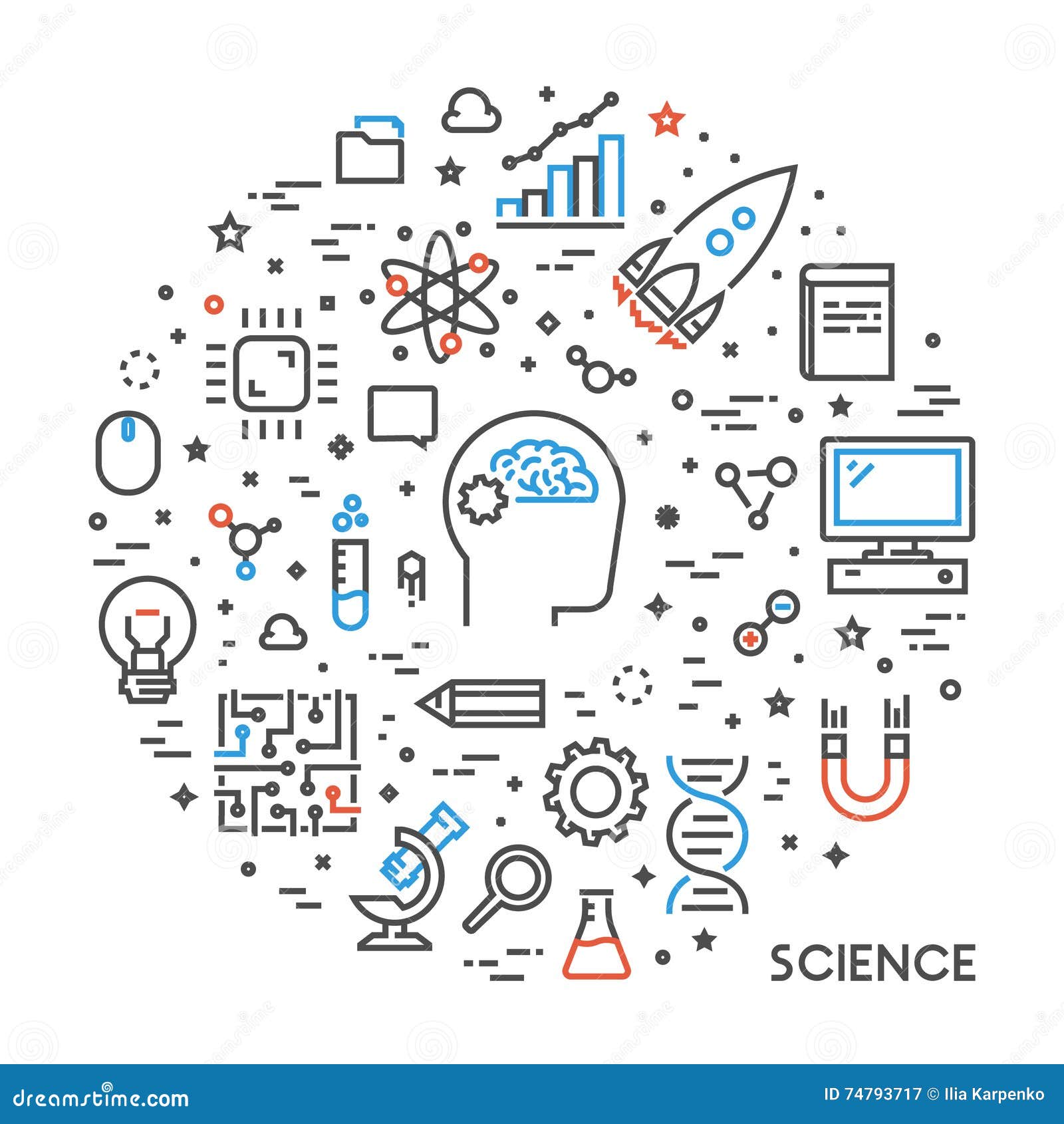 Vector Line Web Concept for Science Stock Illustration - Illustration ...