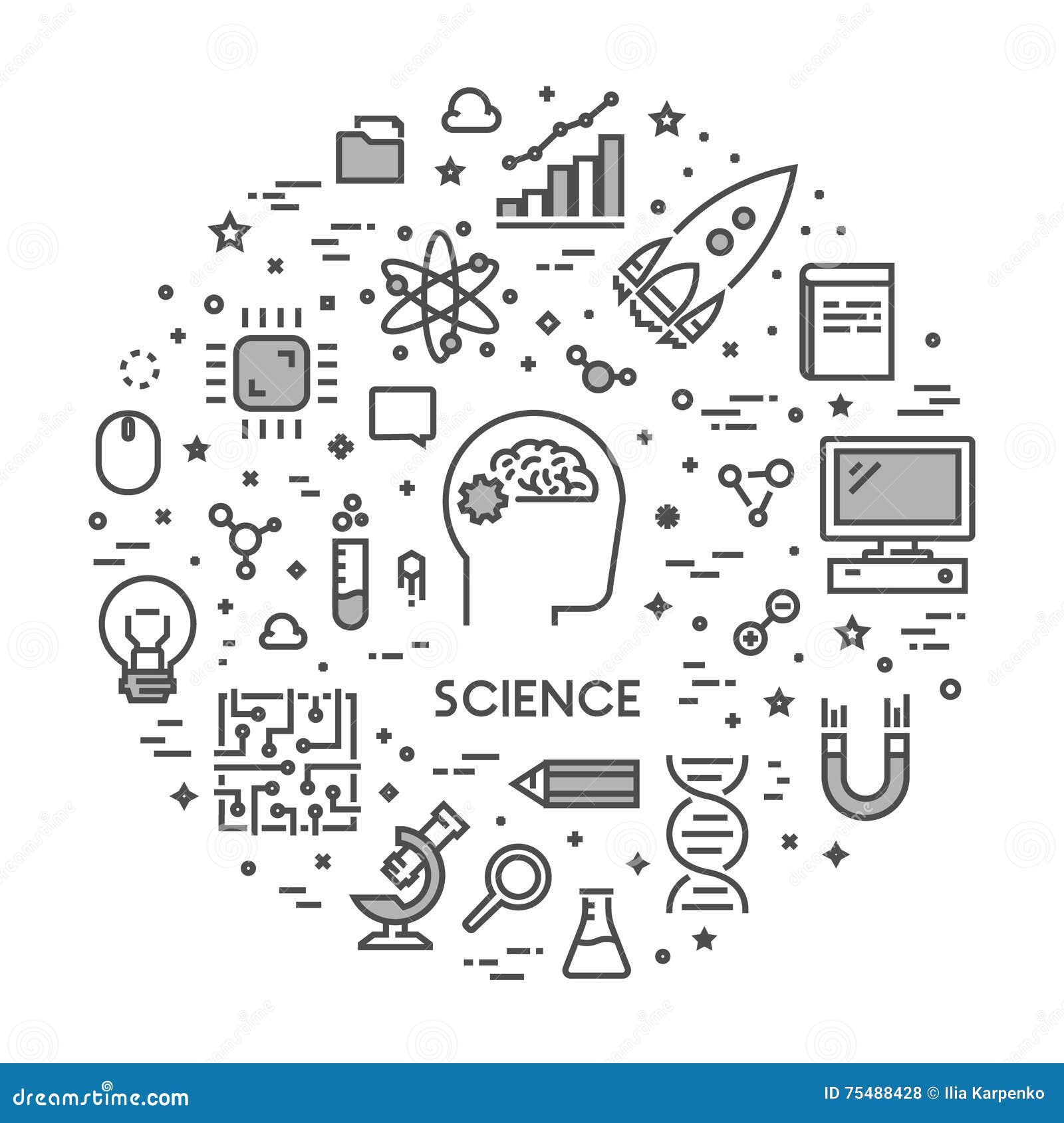 Vector Line Web Concept for Science Stock Illustration - Illustration ...