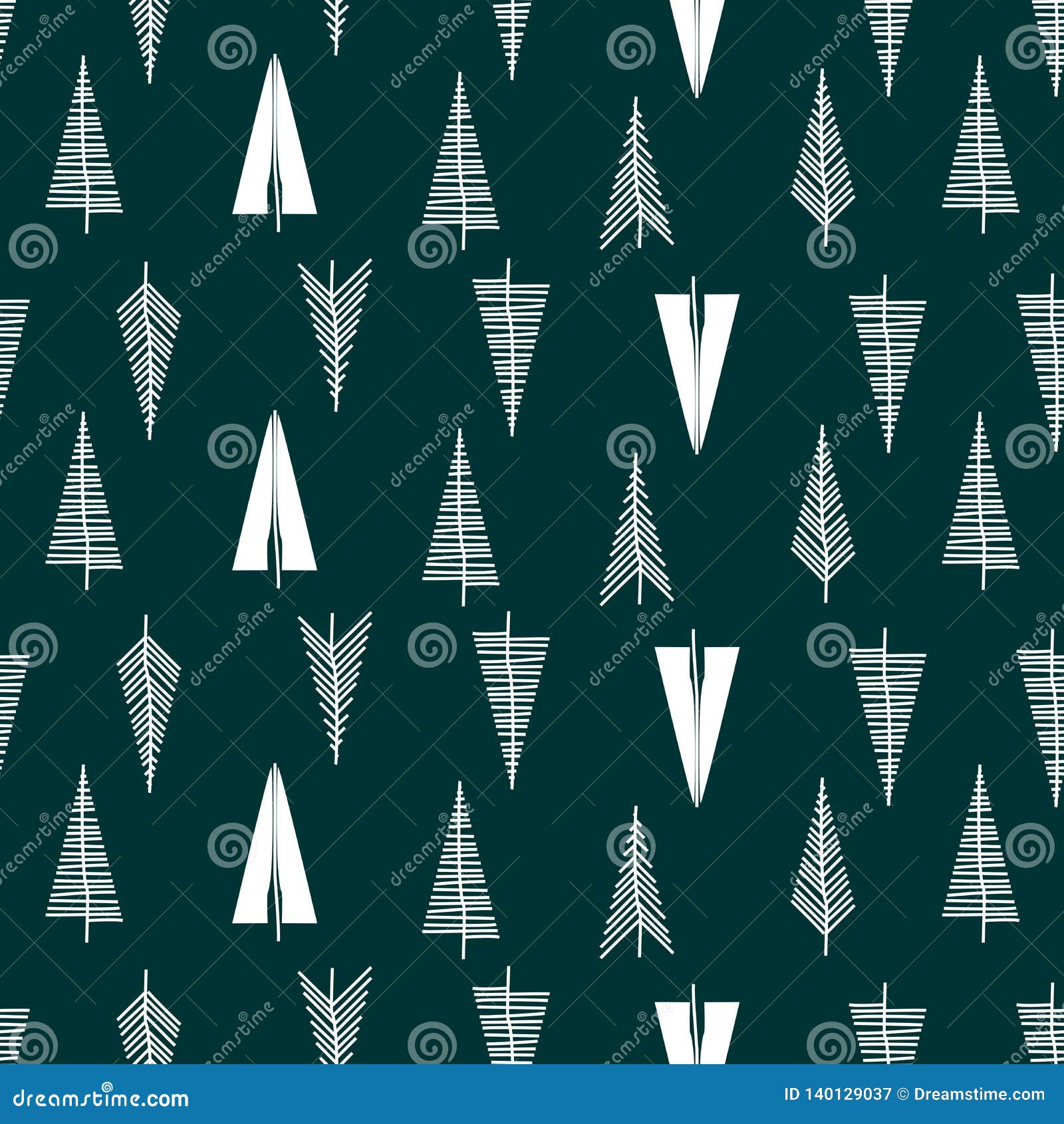 Vector Line White Trees on Green Background Stock Vector - Illustration ...