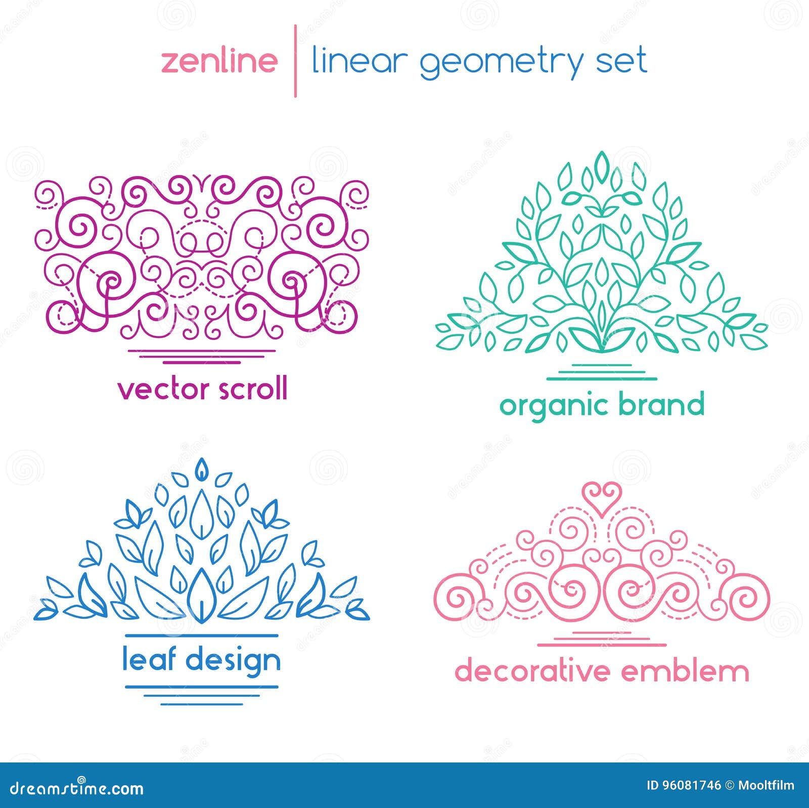 Vector Linear Abstract Emblems Stock Vector - Illustration of emblem ...