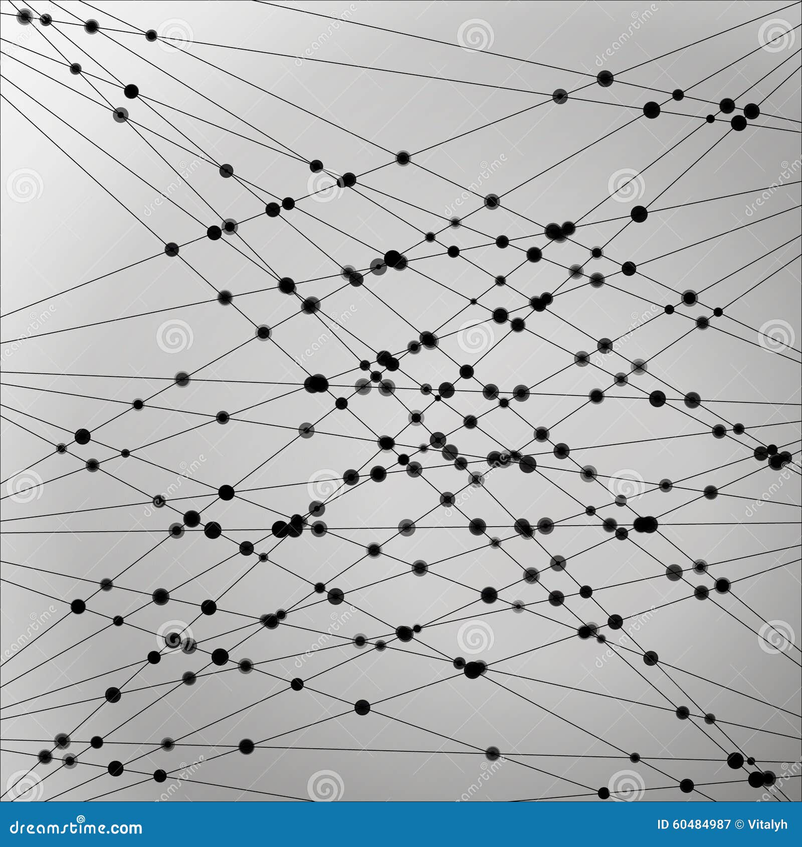 Vector Linear Abstract Monochrome Background with Dots. Stock Vector ...