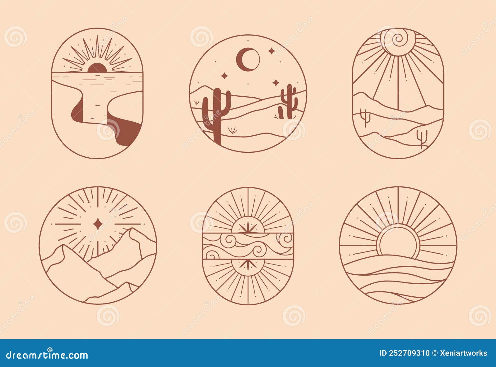Dunes Logos. Desert Symbols, Dunes. Simple Icons With Sandhills ...