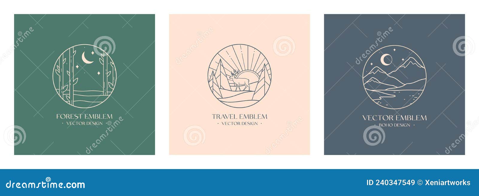 Vector Linear Boho Emblems | CartoonDealer.com #240347549