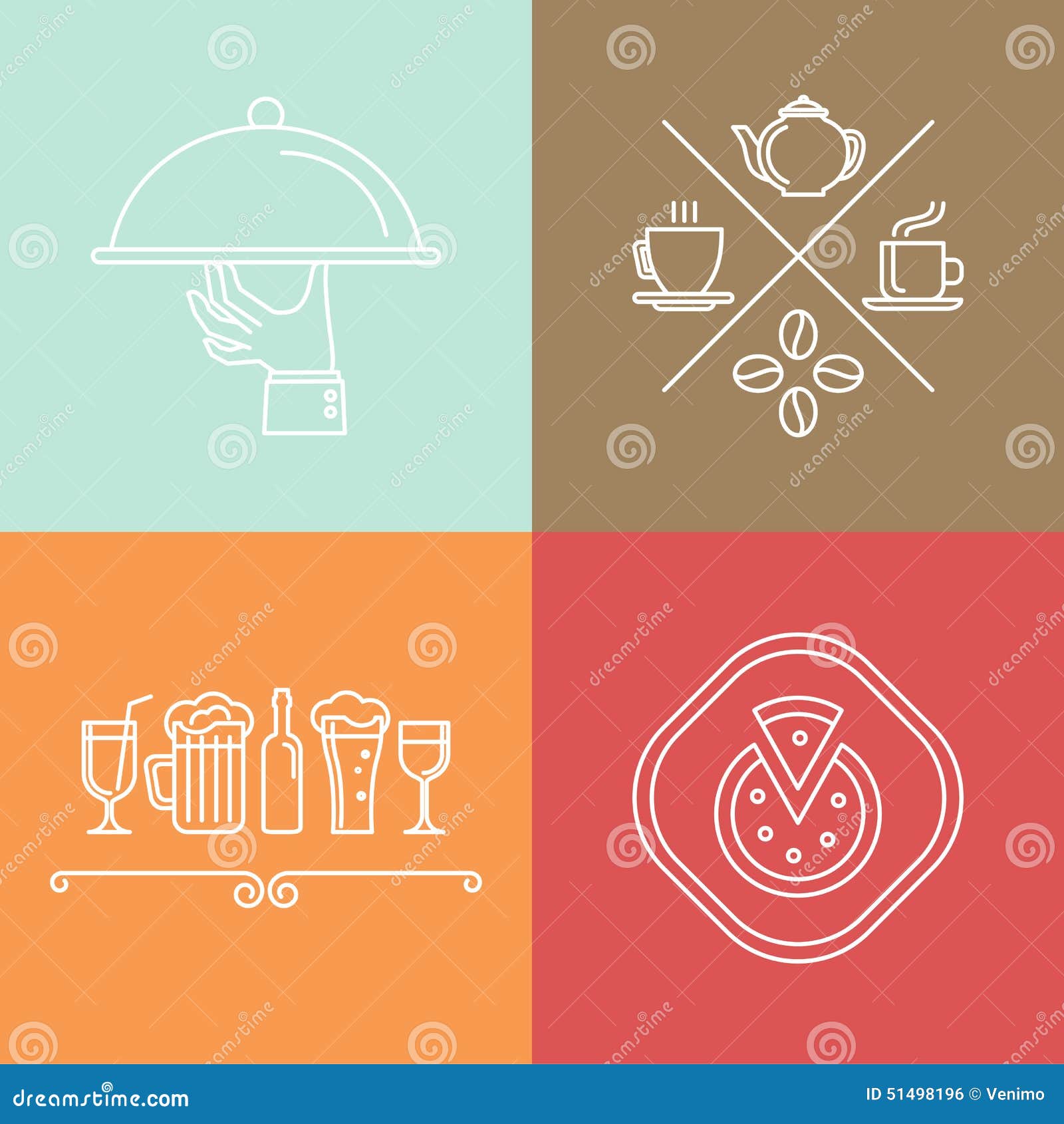 Vector Linear Catering Icons Stock Vector - Illustration of bakery ...