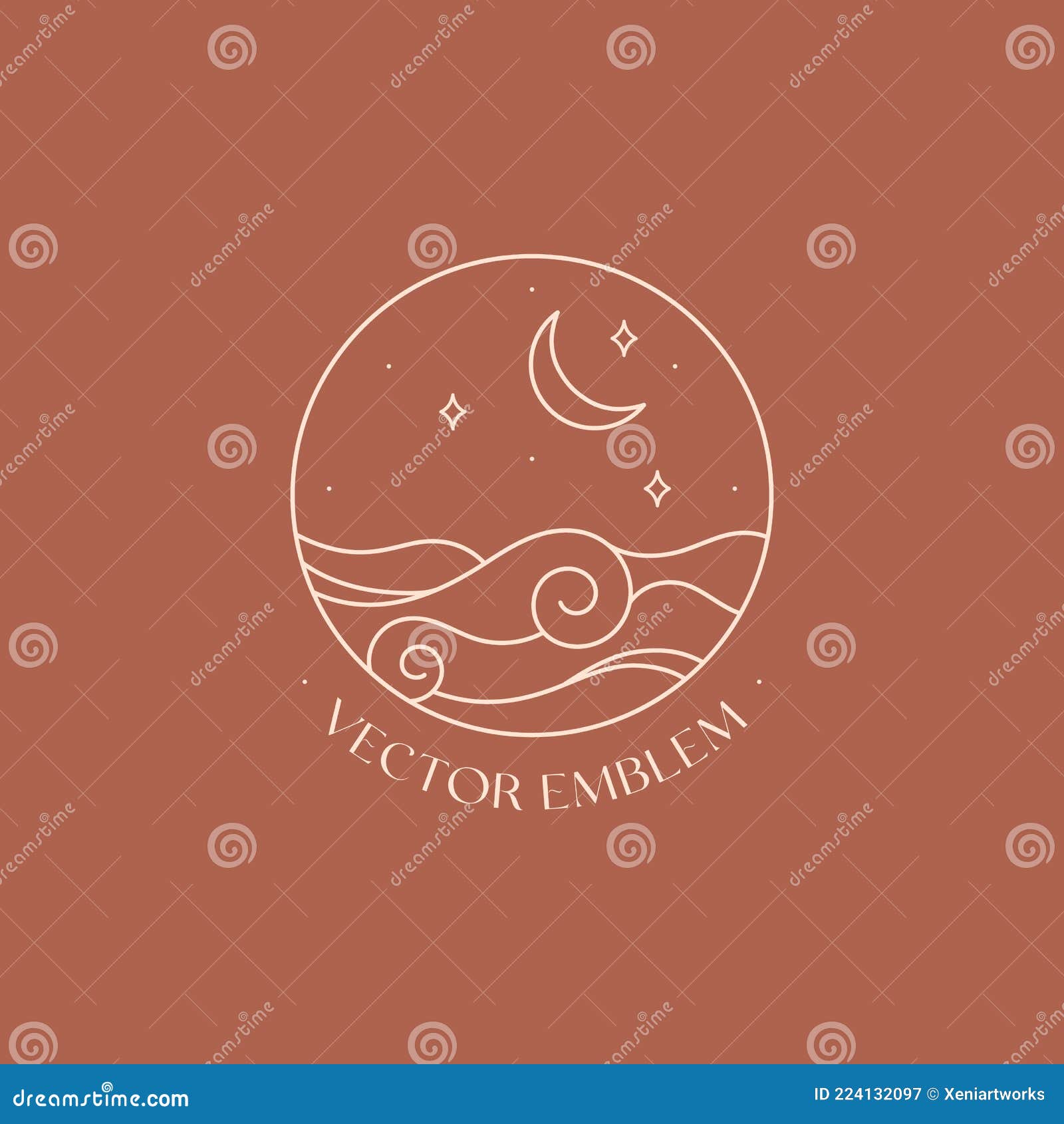 Vector Linear Celestial Emblem Stock Vector - Illustration of elegant ...