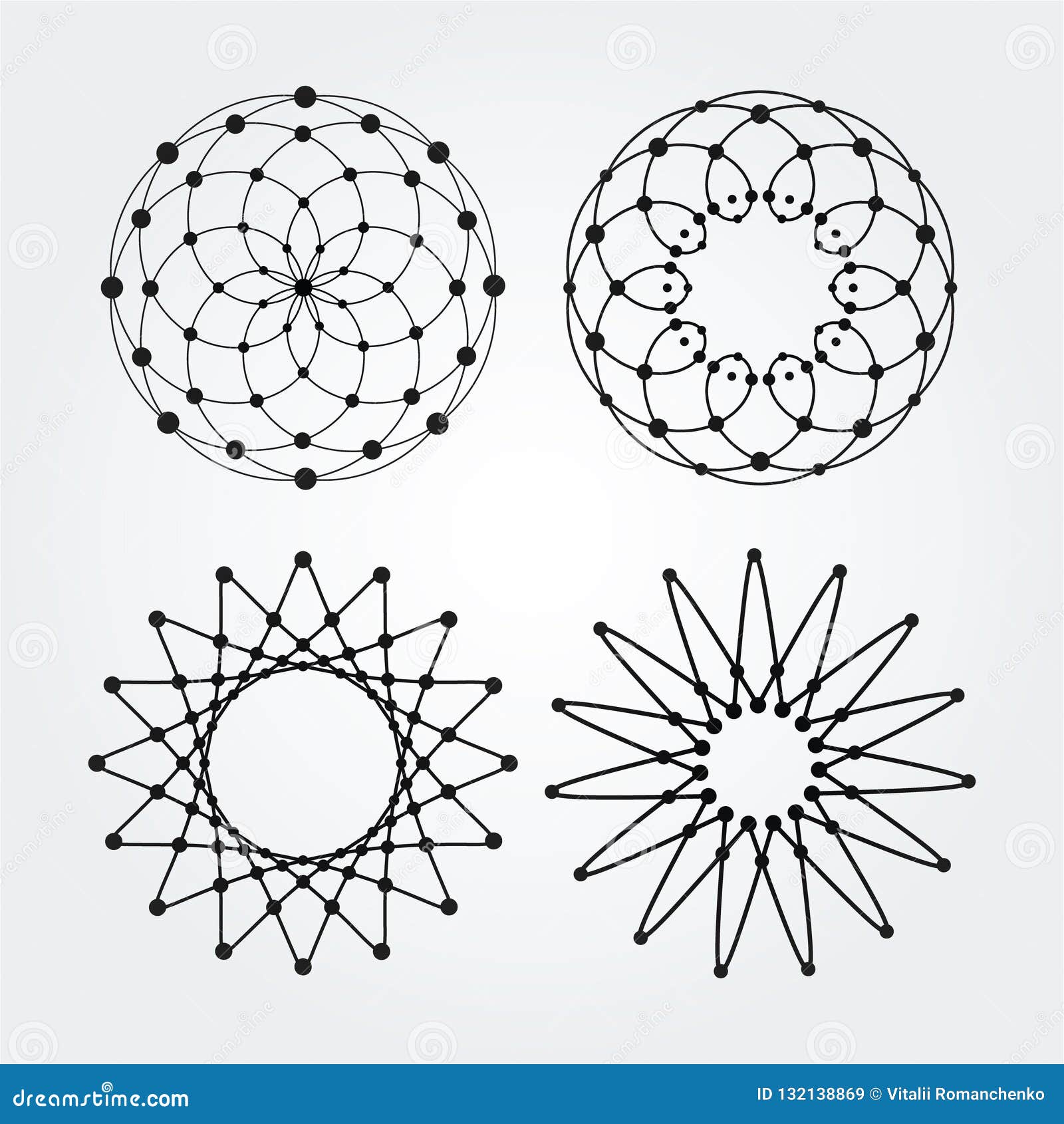 Vector Linear Circles, Stars, Spiral Abstract Logos and Round Shapes ...