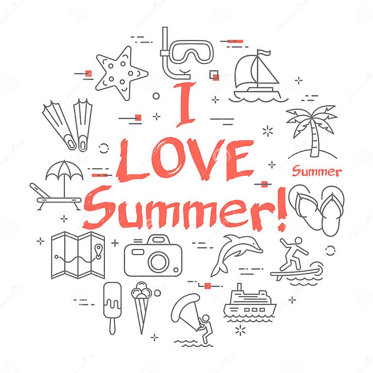 Vector Linear Concept of Summertime Concept - I Love Summer Stock ... Vector Linear Concept of Summertime Concept - I Love Summer Stock ...