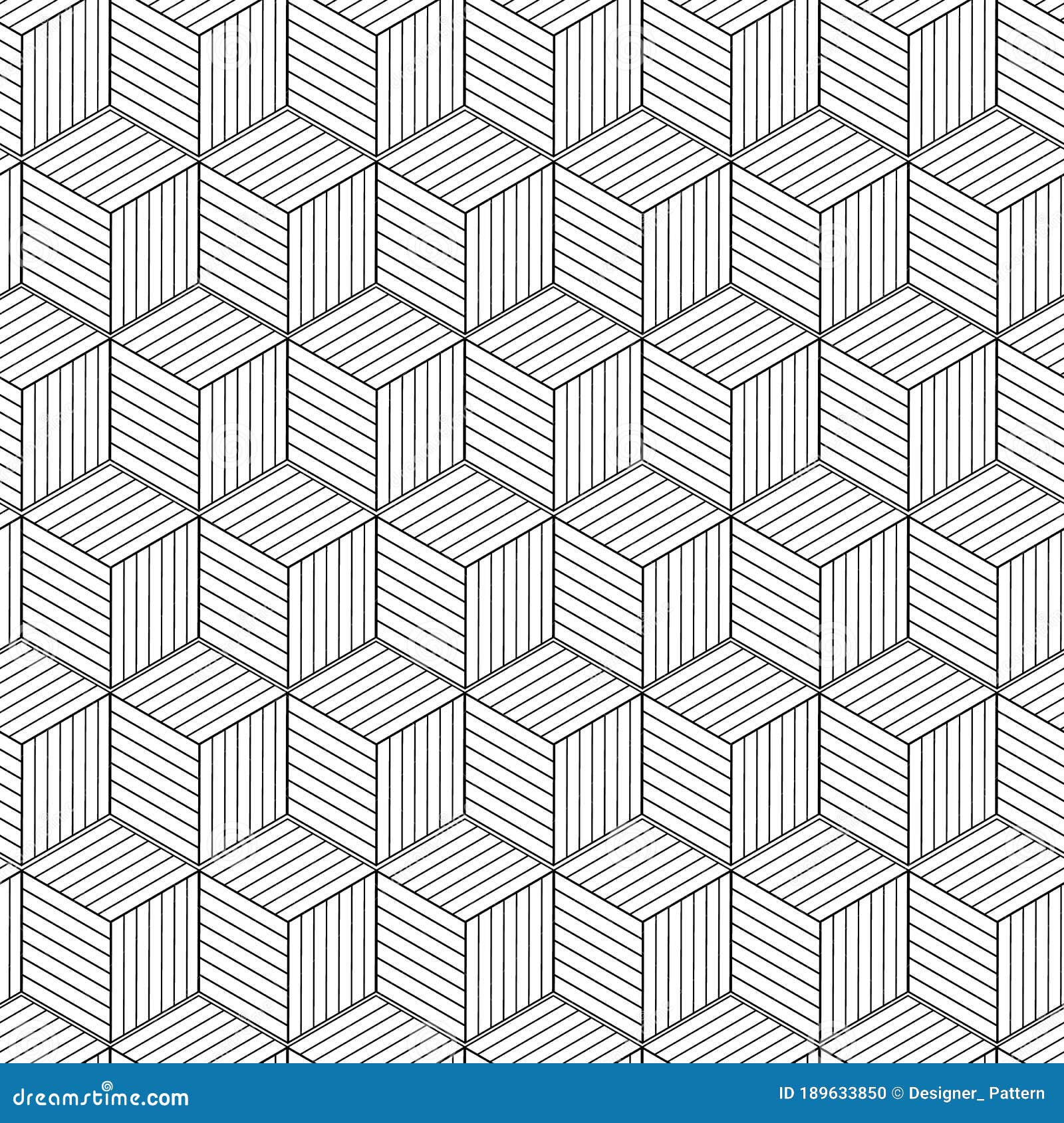 Vector Linear 3D Shape Box Seamless Pattern Background on White Surface ...