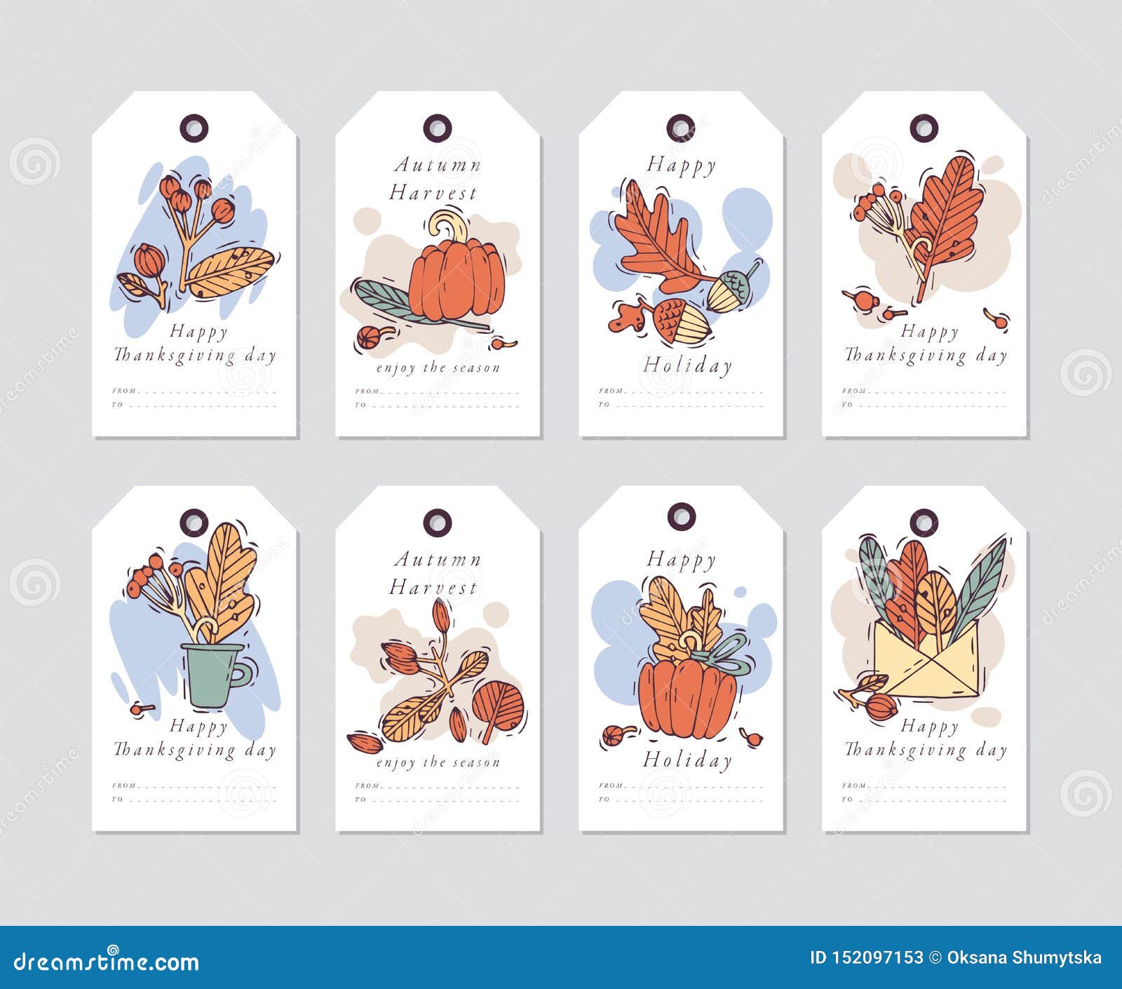 Vector Linear Design Harvest Festival Greetings Elements. Fall Tags Set ...