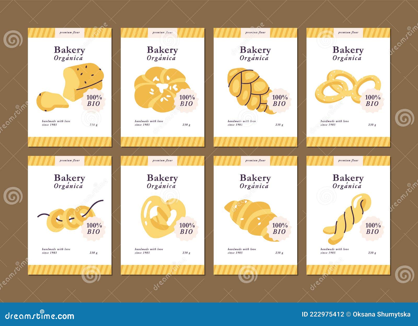 Vector Linear Design Packaging Labels for Bakery Shop. Assortment of ...
