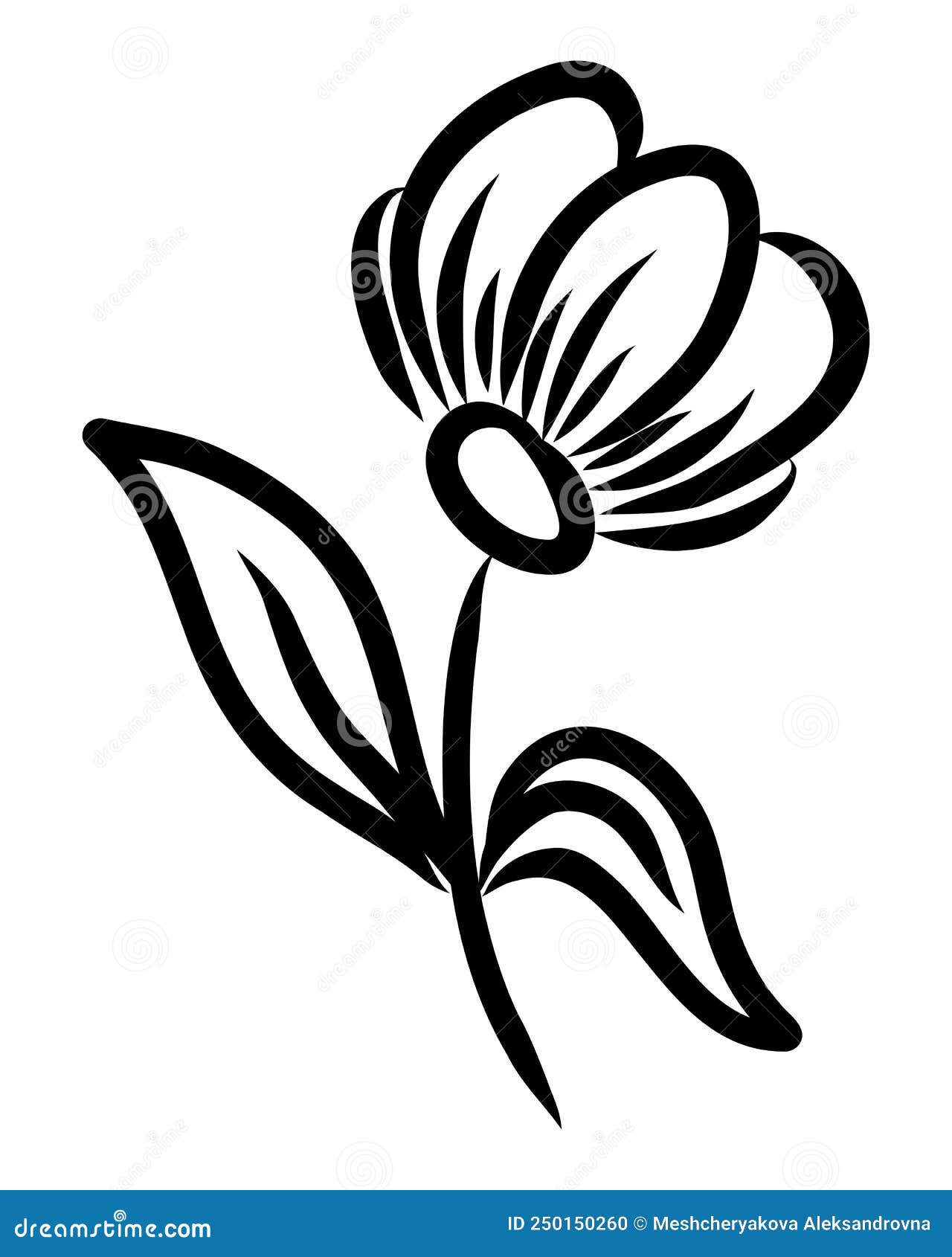 VECTOR LINEAR DRAWING of a FLOWER on a WHITE BACKGROUND Stock Vector ...