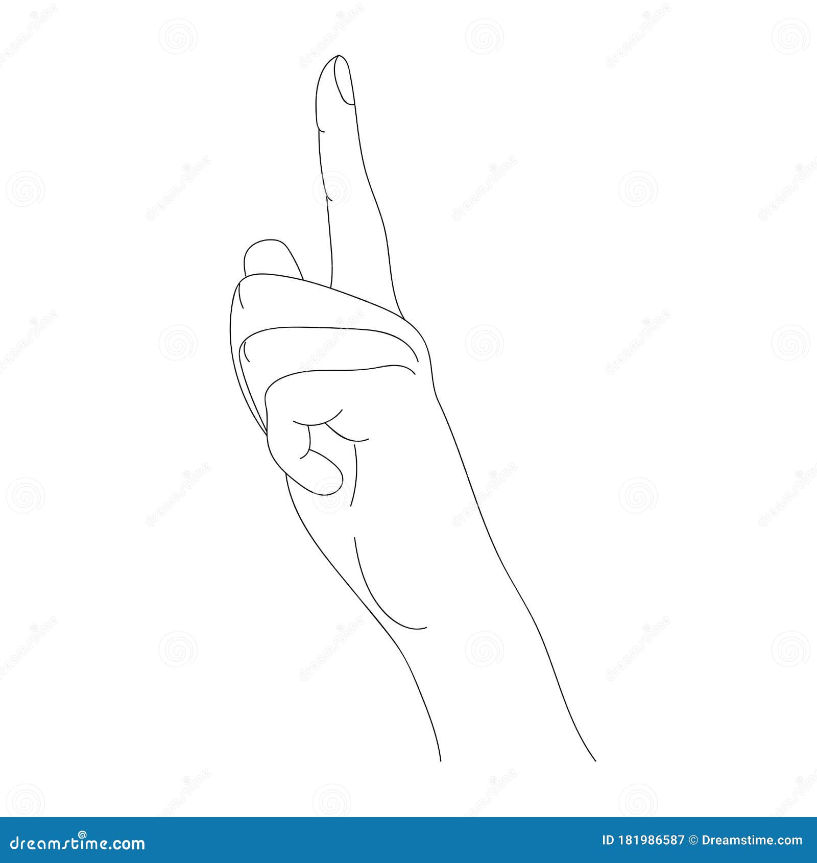 Vector Linear Drawing Gesture of a Female Hand Raised Finger Up. Stock ...