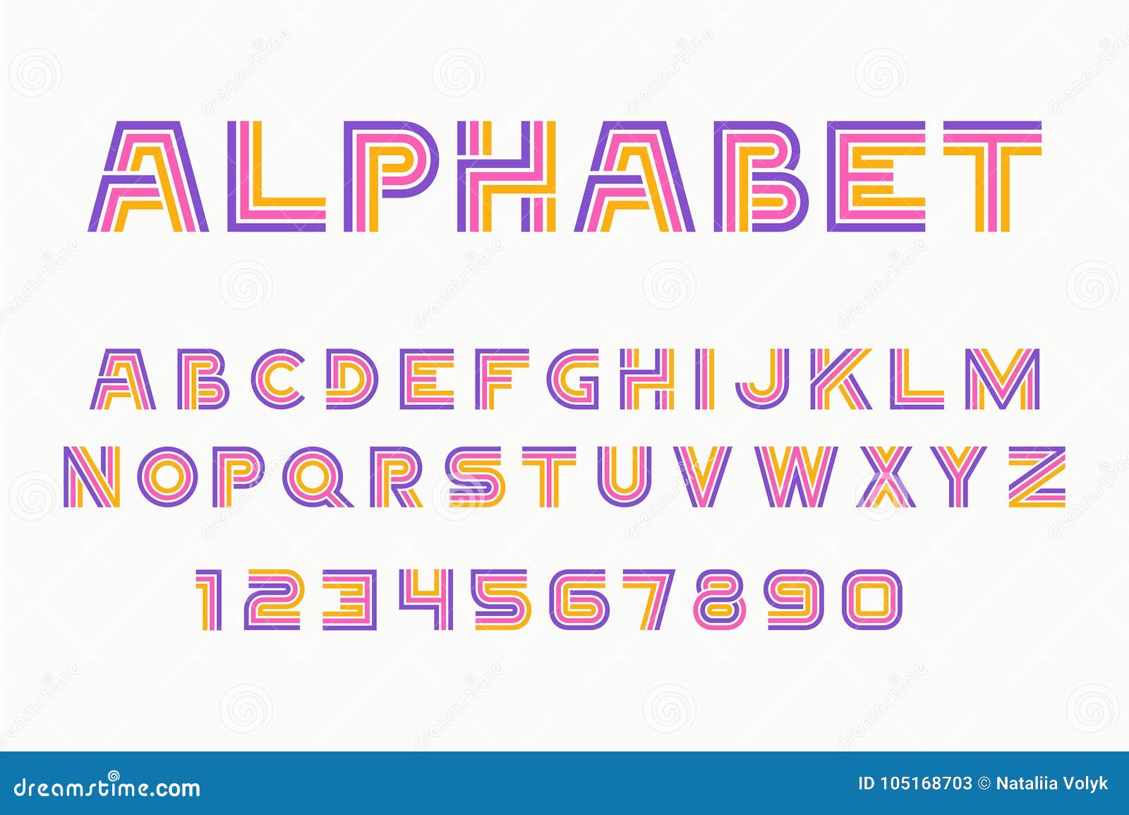 Vector of Linear Font and Alphabet Stock Vector - Illustration of ...