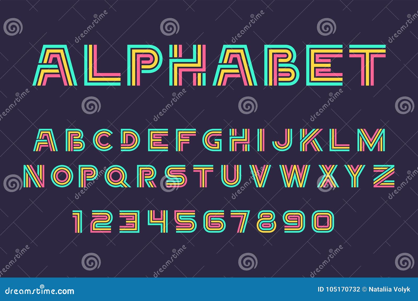 Vector of Linear Font and Alphabet Stock Vector - Illustration of face ...