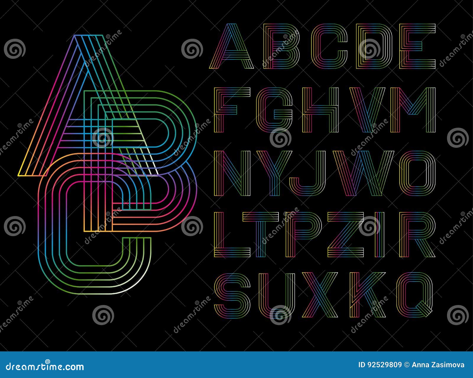 Linear Font. Vector Alphabet With Stripes Effect Letters And Numbers ... Linear Font. Vector Alphabet With Stripes Effect Letters And Numbers ...