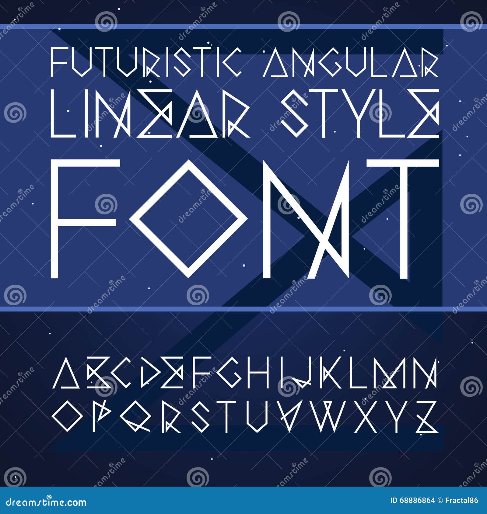 Vector Linear Font - Futuristic Angular Font in Line Style Stock Vector ...