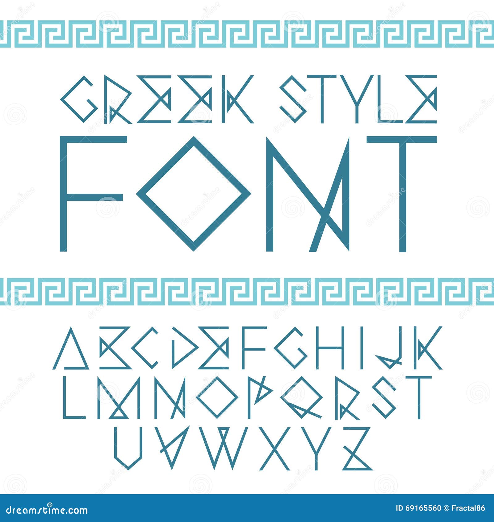 Vector Linear Font. Greek Style with Ornament Stock Vector ...