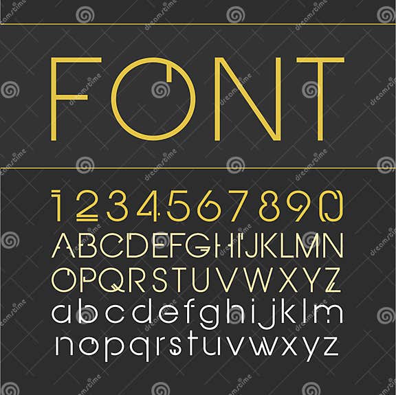Vector Linear Font. Line Style Font with a Numeral Stock Vector ...