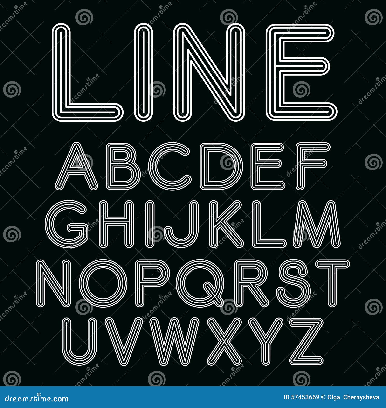 Vector Linear Font in Mono Line Style Stock Vector - Illustration of ...