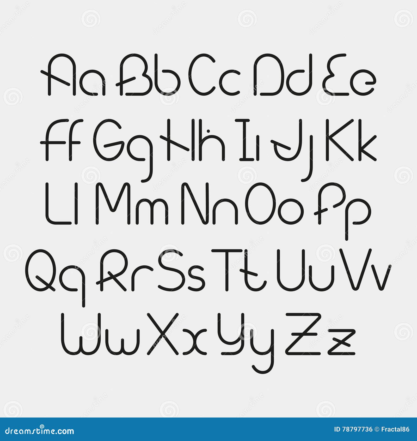 Vector Linear Font - Simple and Minimalistic Alphabet in Line Style ...