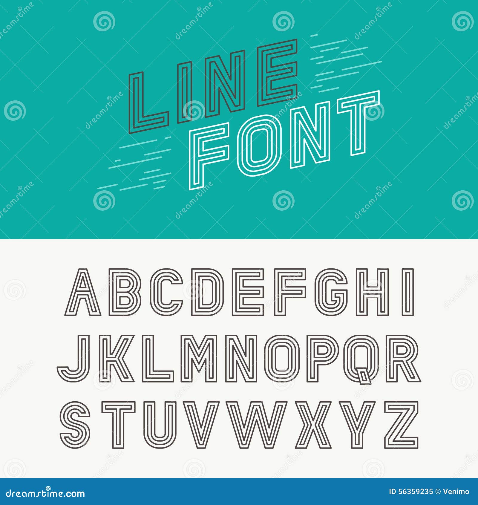 Vector linear font stock vector. Illustration of graphic - 56359235