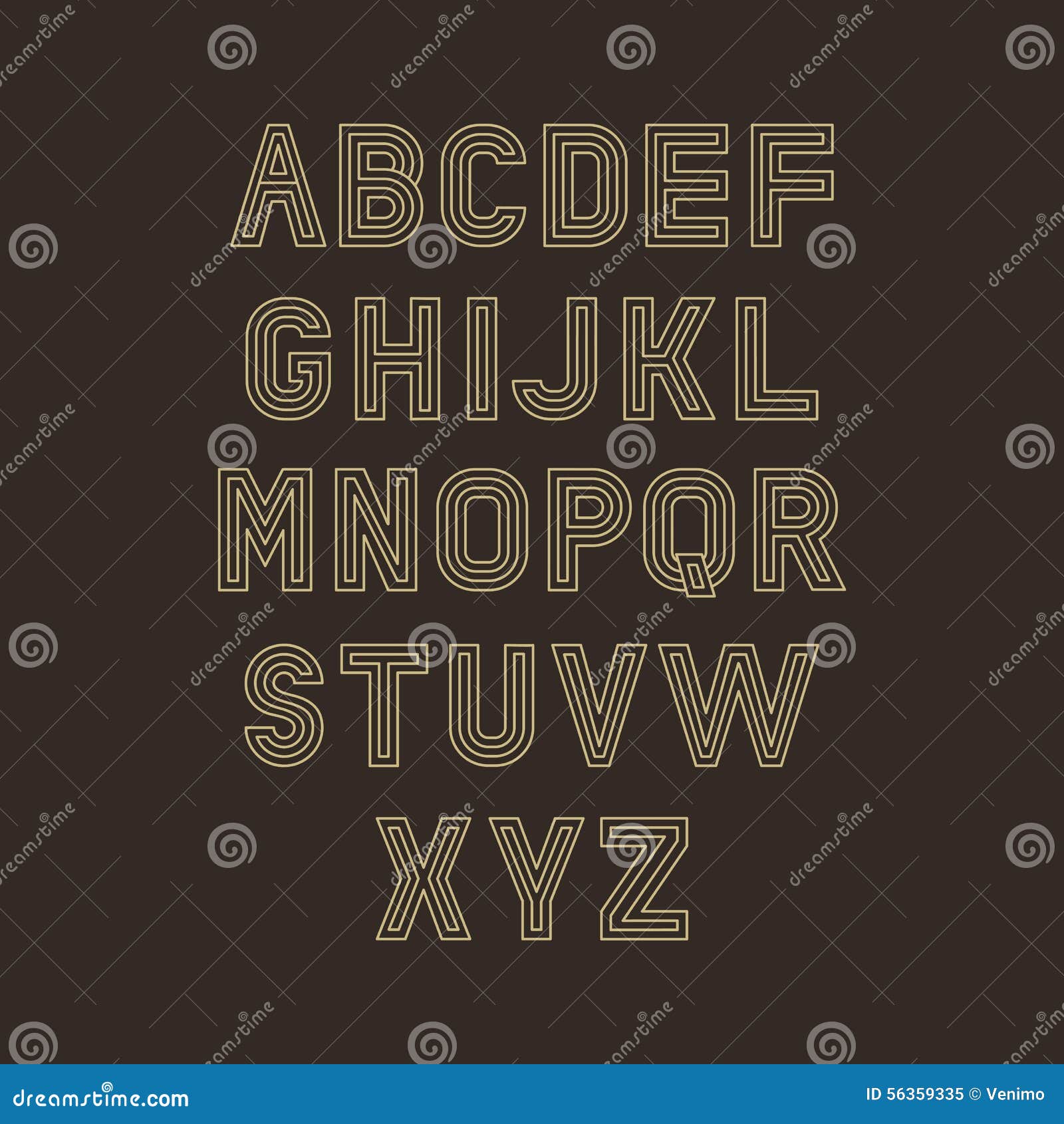 Vector linear font stock vector. Illustration of alphabetical - 56359335